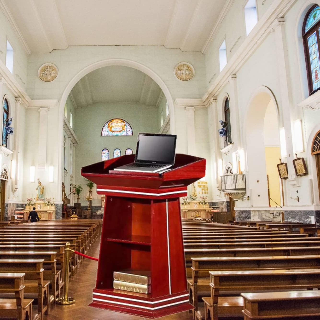 Three-sided Railing Podium Lectern Podium Stand,Stand With Storage ...