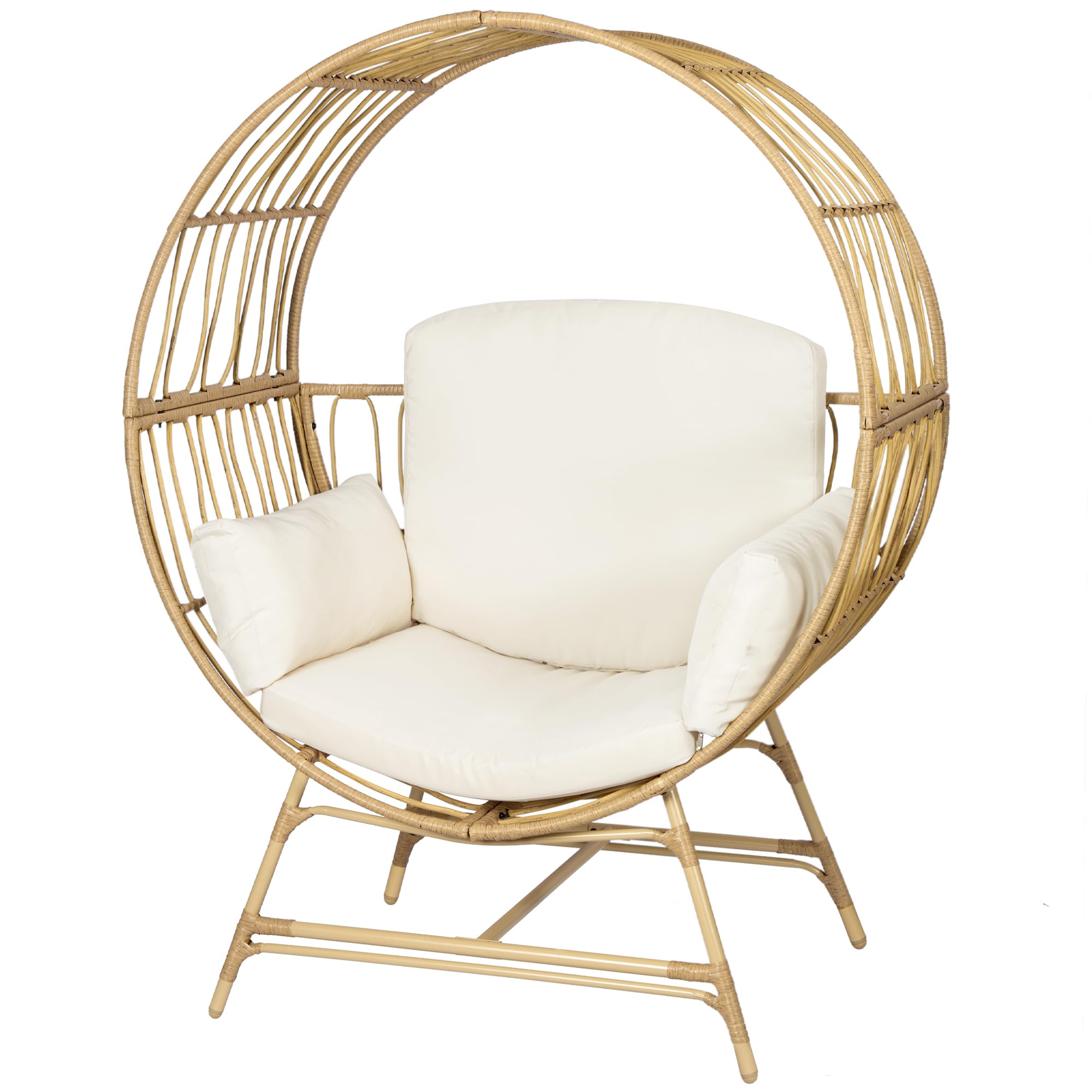 Amazon.com: Wicker Round Egg Chair, Oversized Indoor Outdoor Lounger ...