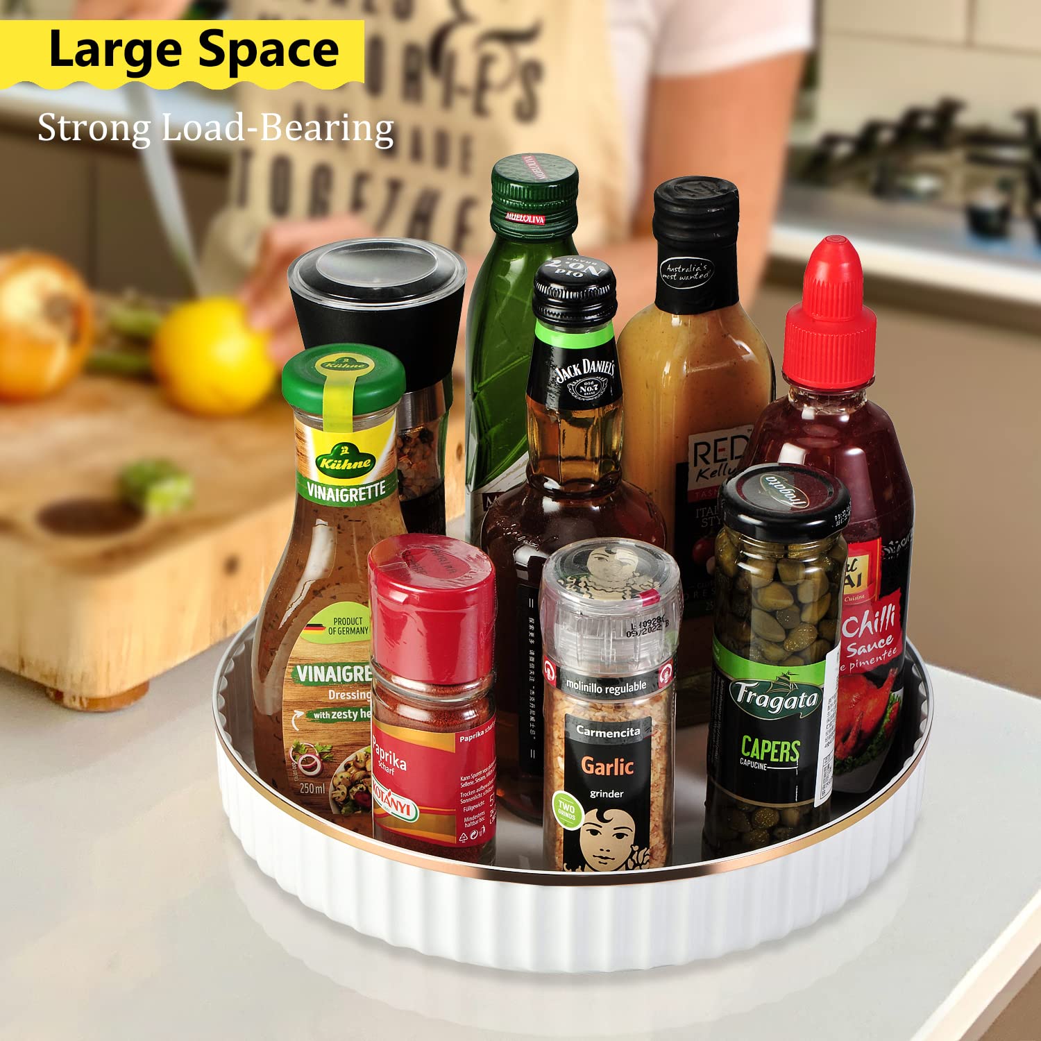 Snapklik.com : 2 Pack 10" Fluted Lazy Susan Organizer, Turntable Spice ...