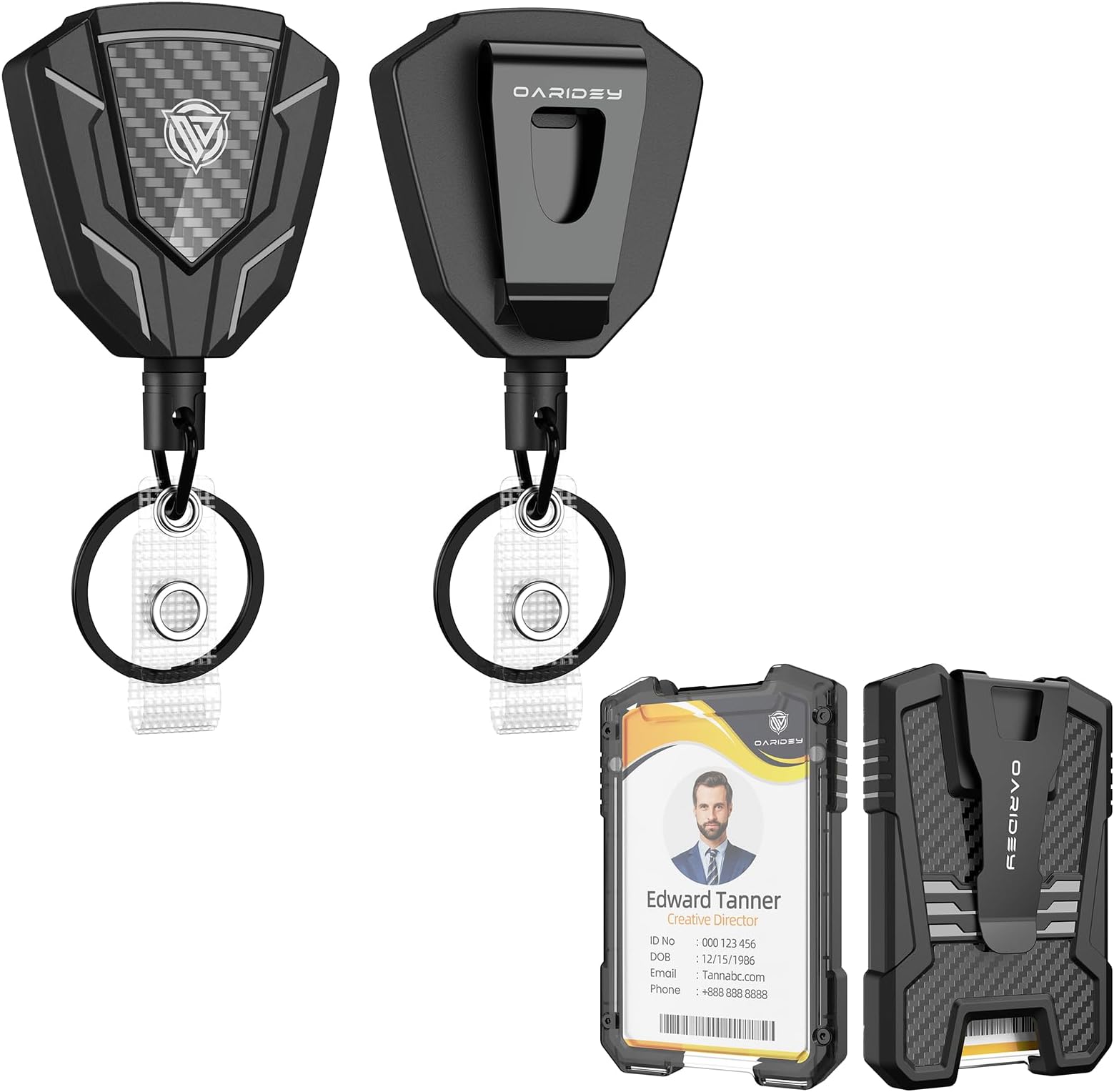 Amazon.com : 1Pcs Heavy Duty Badge Holder (Black Carbon Fiber) and 2 ...