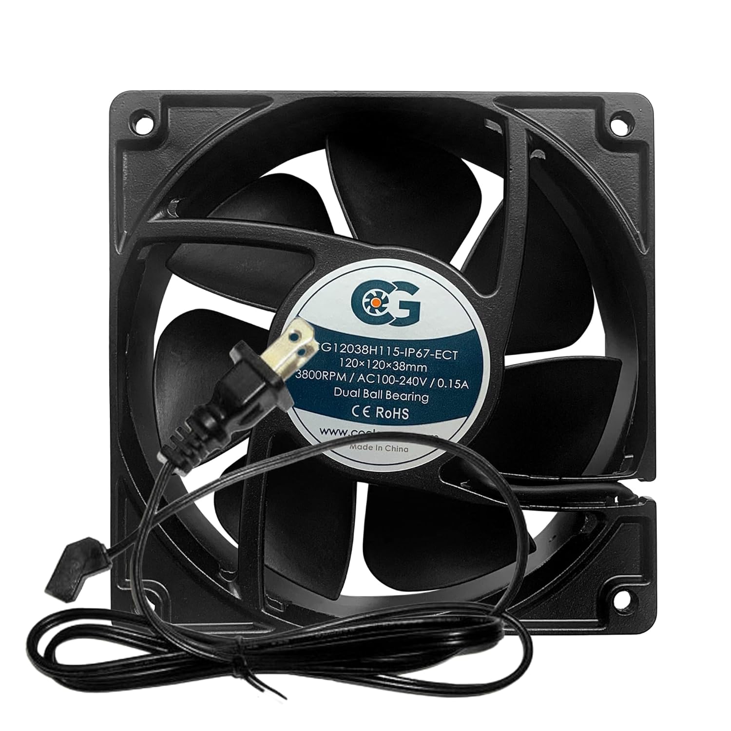 Amazon.com: Coolerguys 120x120x38mm 115v High Airflow IP67 EC Fan with ...