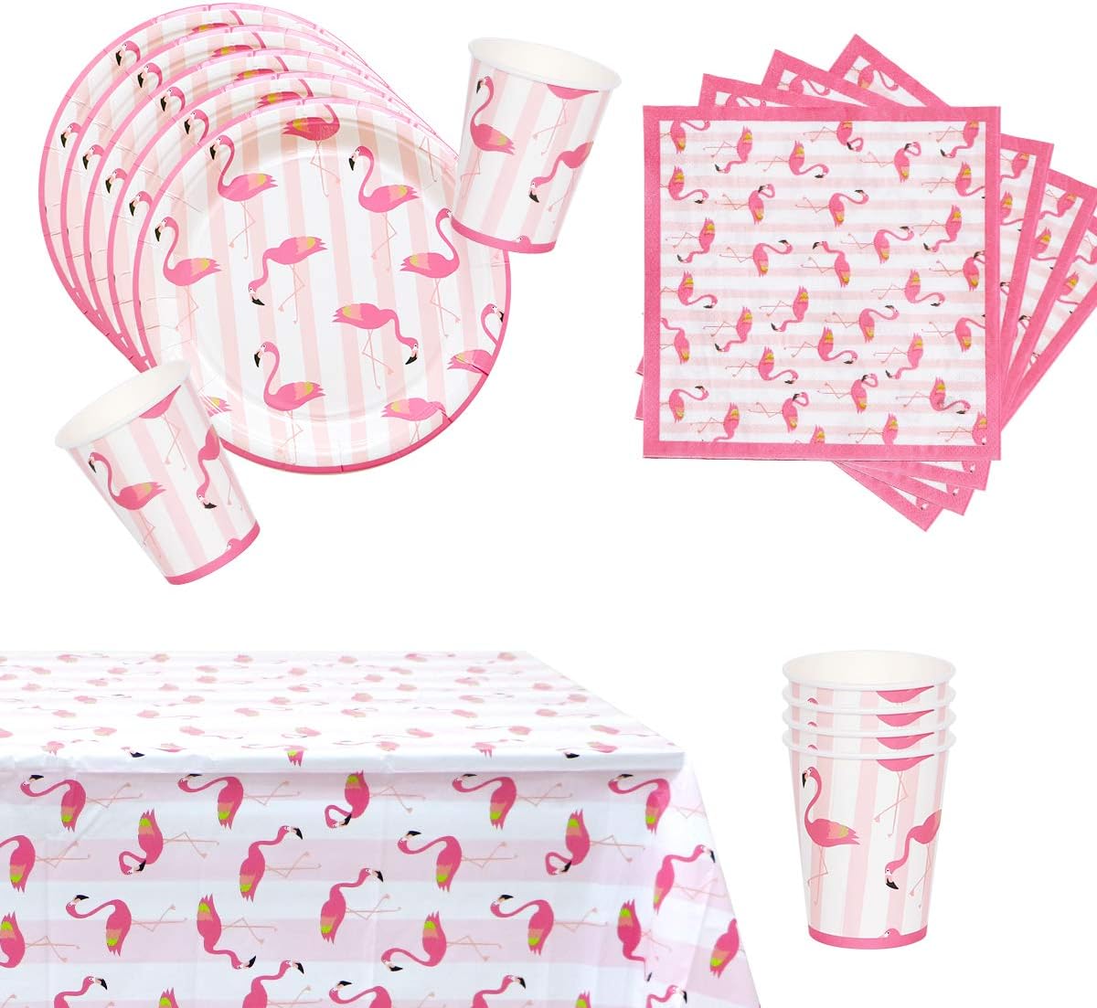 Amazon.com: Flamingo Party Decorations Tableware Supplies Set of 16 ...