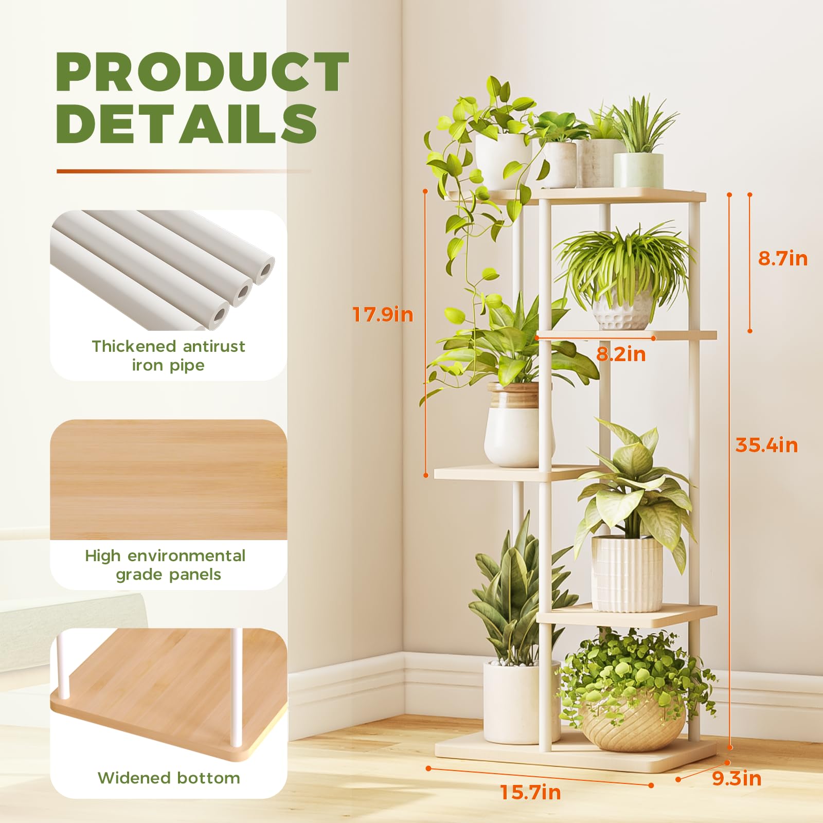 Snapklik.com : Plant Stand Indoor 5 Tier Metal Plant Shelf White Plant ...