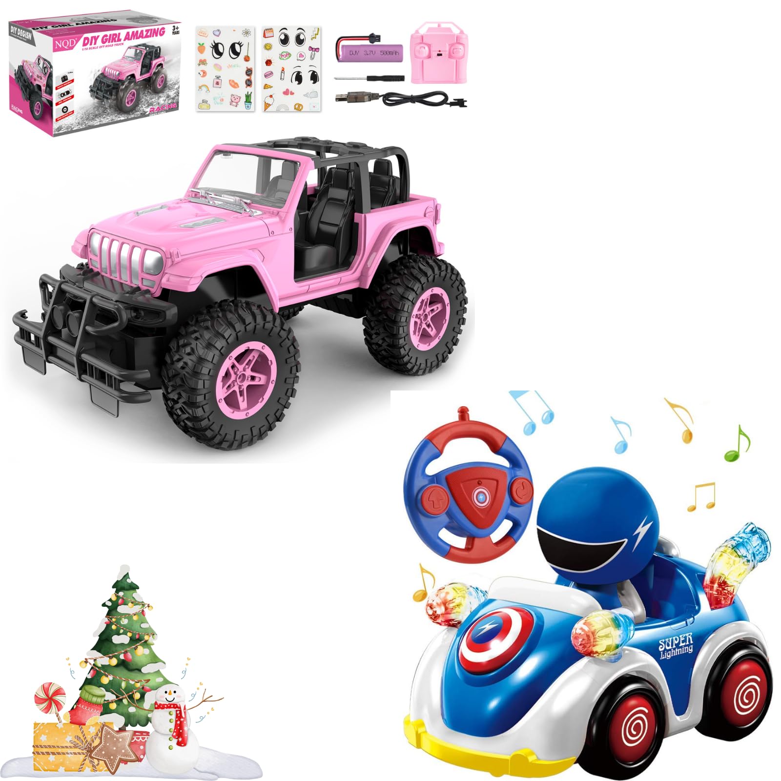 Amazon.com: NQD Rechargeable RC Jeep with Stickers & Remote Control Car ...
