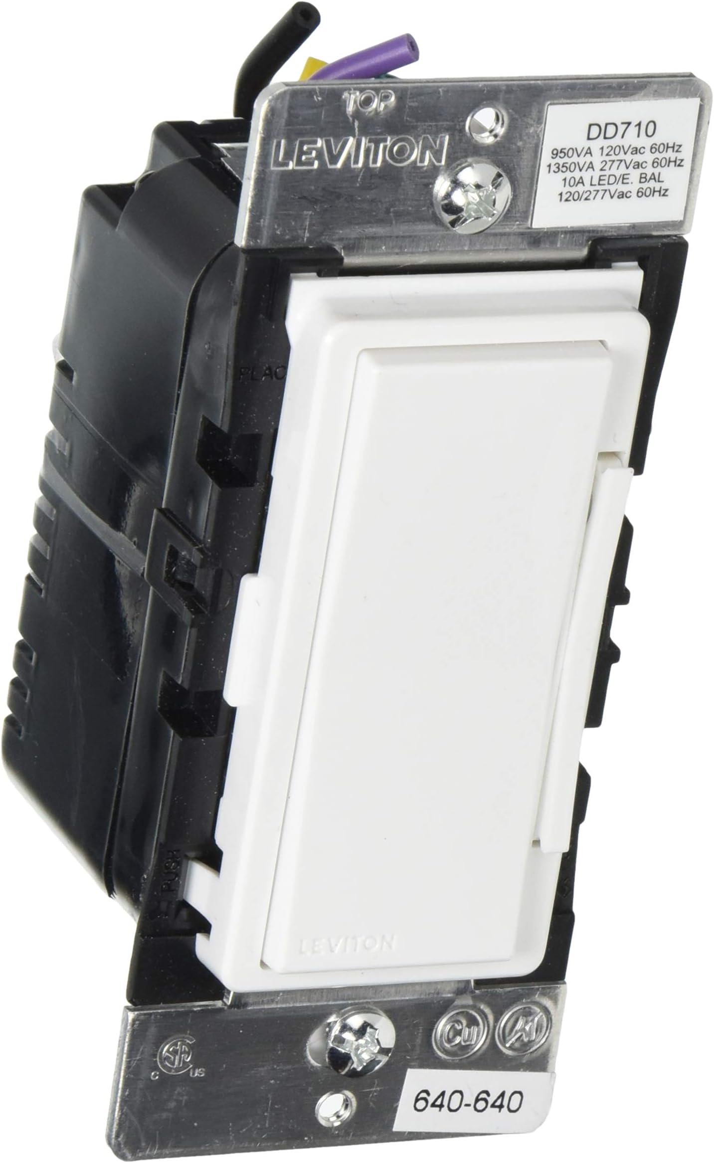 Lutron DVTV-WH Diva 30mA Single Pole 0-10V Fluorescent Dimmer, White ...