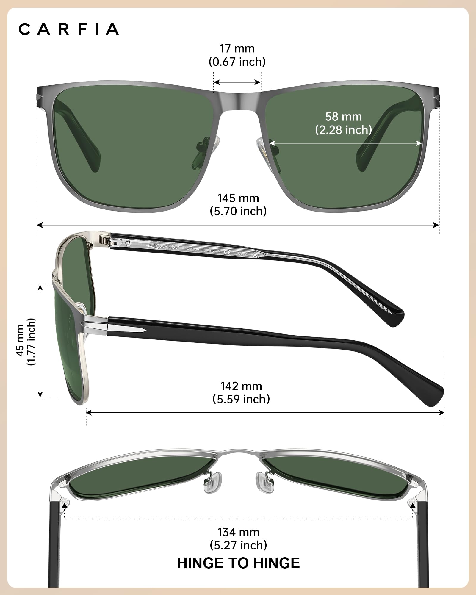 Snapklik.com : CARFIA Metal Mens Sunglasses Polarized Retro Elites Style