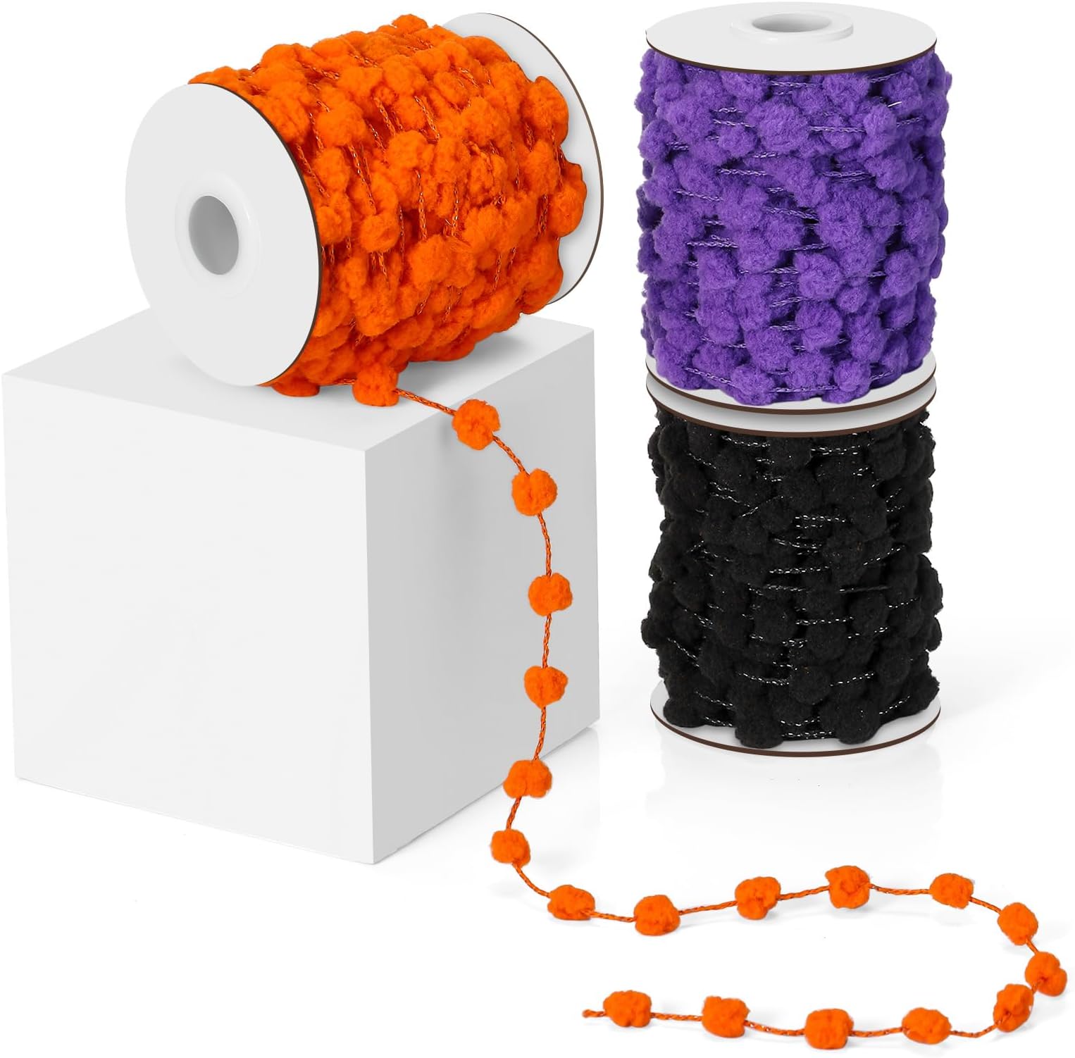 Amazon.com : AK TRADING CO. 25 Yards Mini Wired Fuzzy Pom Pom Trim ...