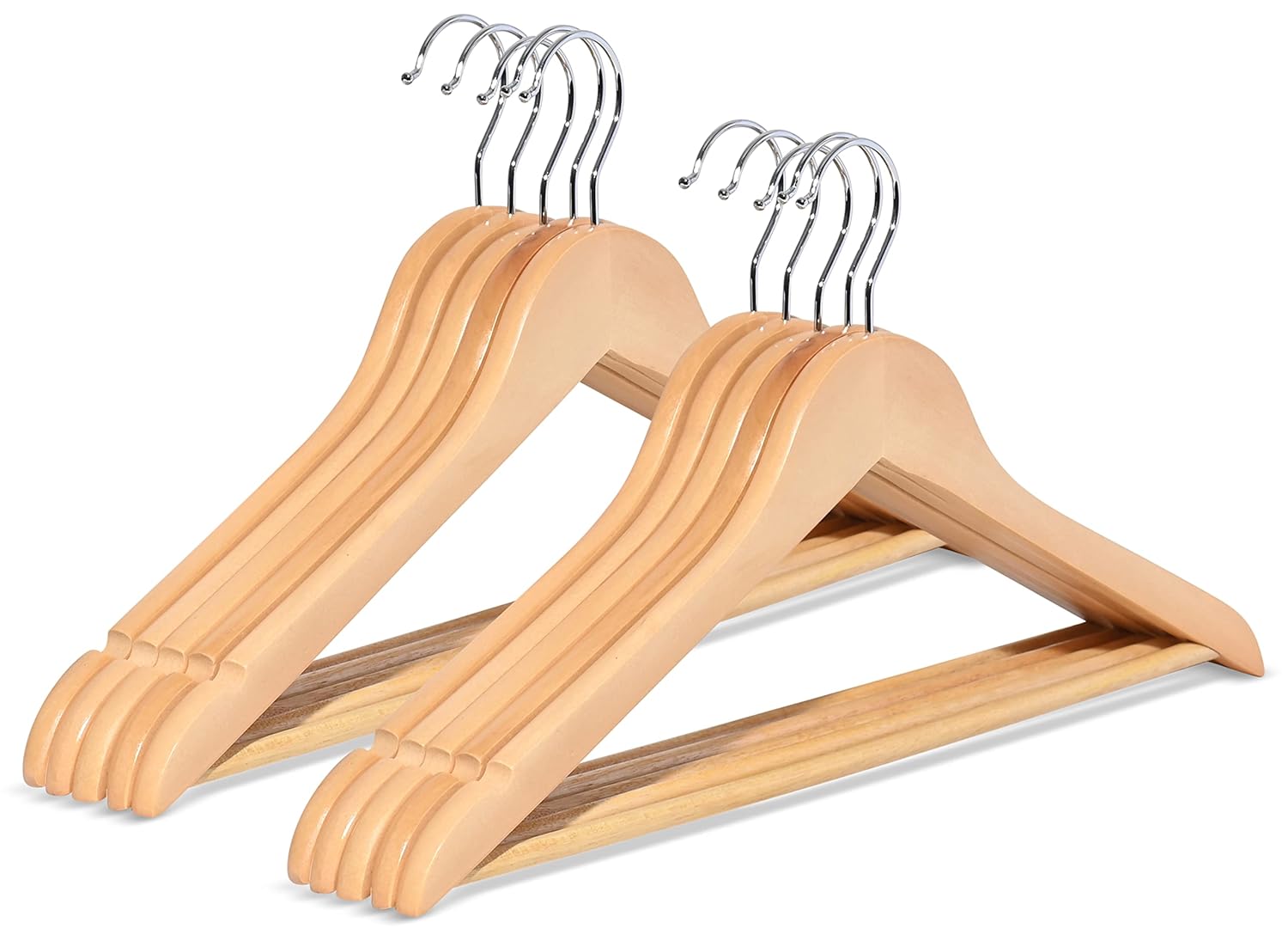 Hodge Home Essentials Premium Natural Wooden Hangers 10 Pack - Durable ...