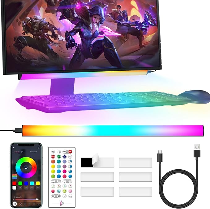 Tyute Under Monitor Light Bar,RGB Screen Desk Light PC Desk Light Bar ...
