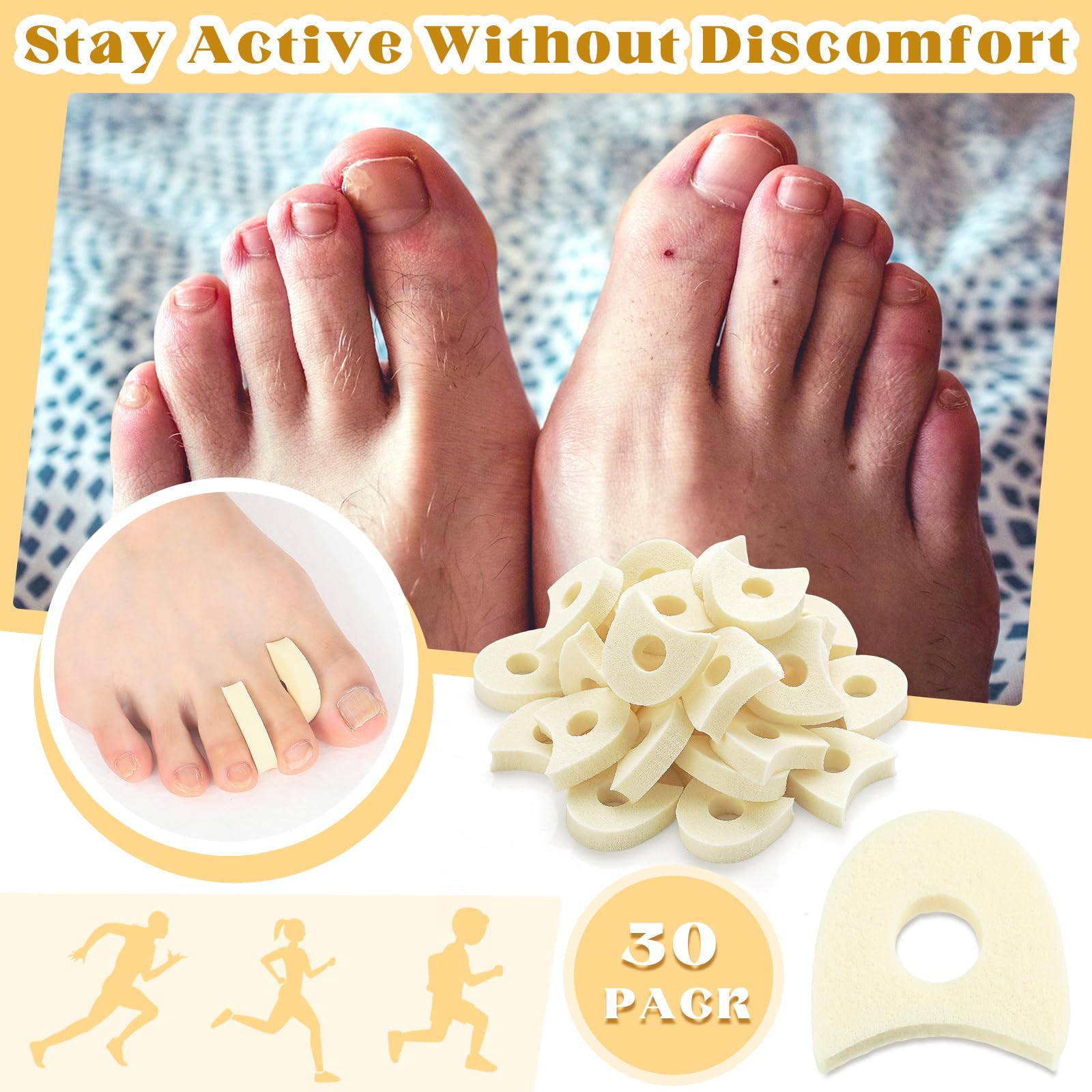 Snapklik.com : TrelaCo 30 Pcs Foam Toe Separators Spacers For Corn Relieves