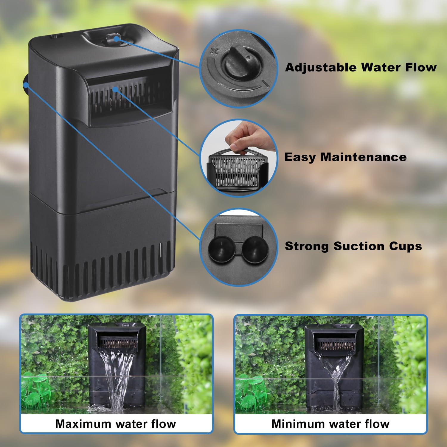 Snapklik.com : Turtle Tank Filter Aquarium Filter Power Adjustable 10 ...