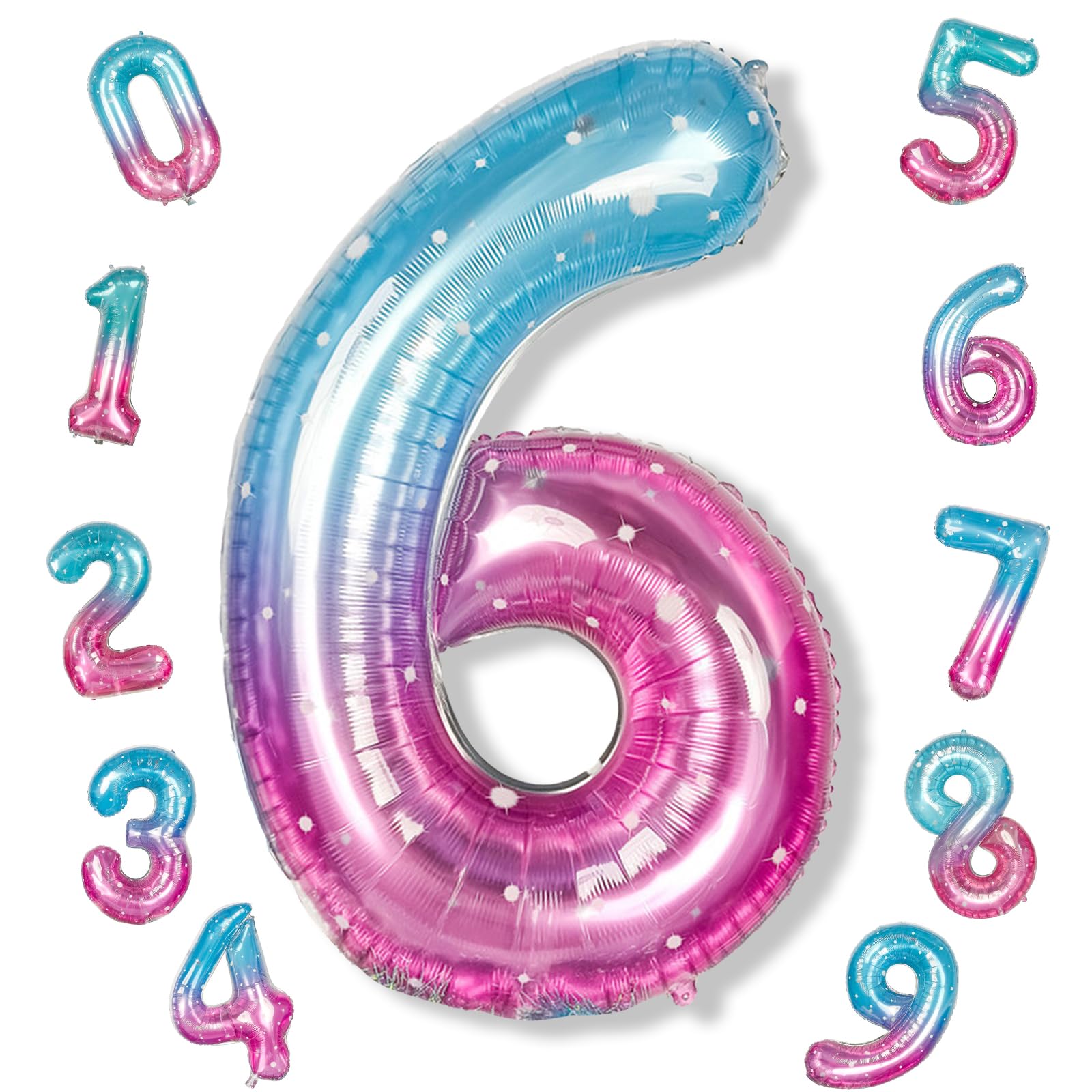 Amazon.com: 40 Inch Balloon Number 6 Blue Pink, Large Foil Mermaid 6 ...
