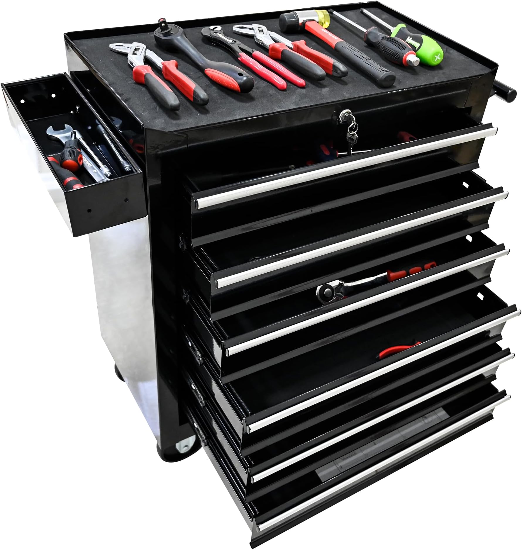 Amazon.com: HOMCOM 5 Drawer Roller Tool Chest, Mobile Lockable Toolbox ...