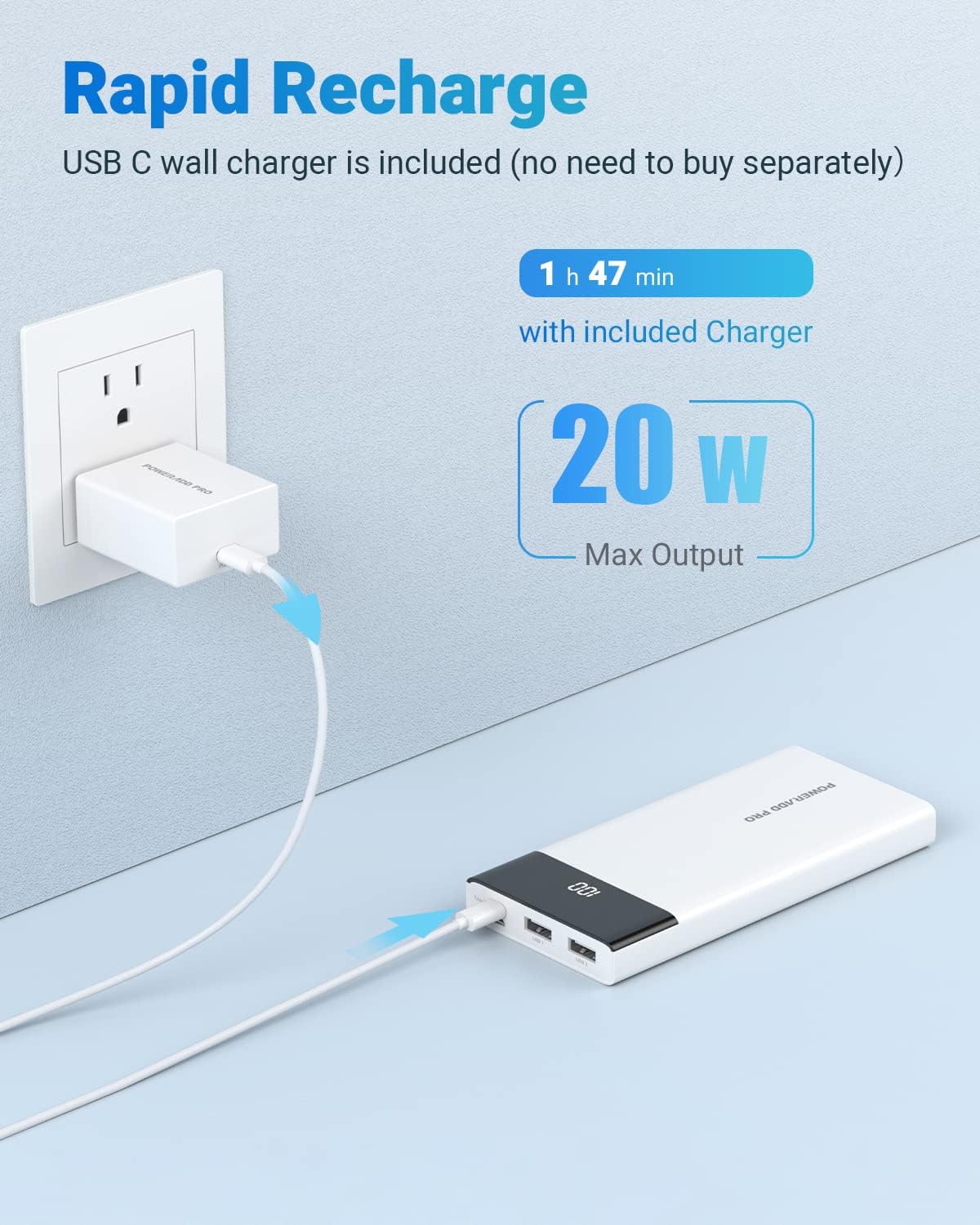 Buy POWERADD PRO Portable Charger 10000mAh PD 20W Fast Charge Power ...