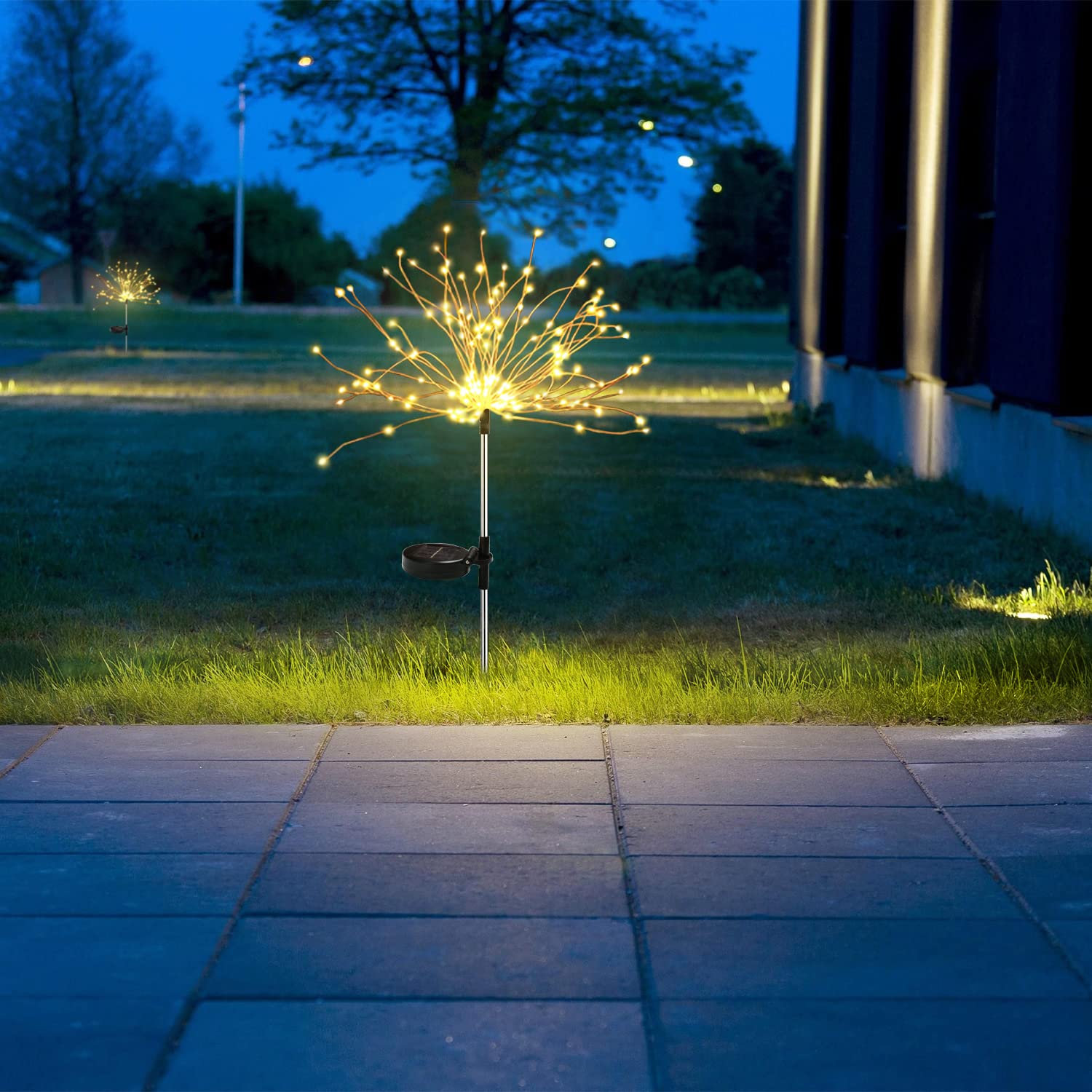 Honche Solar Garden Lights Outdoor Waterproof, LED Firefly Starburst ...
