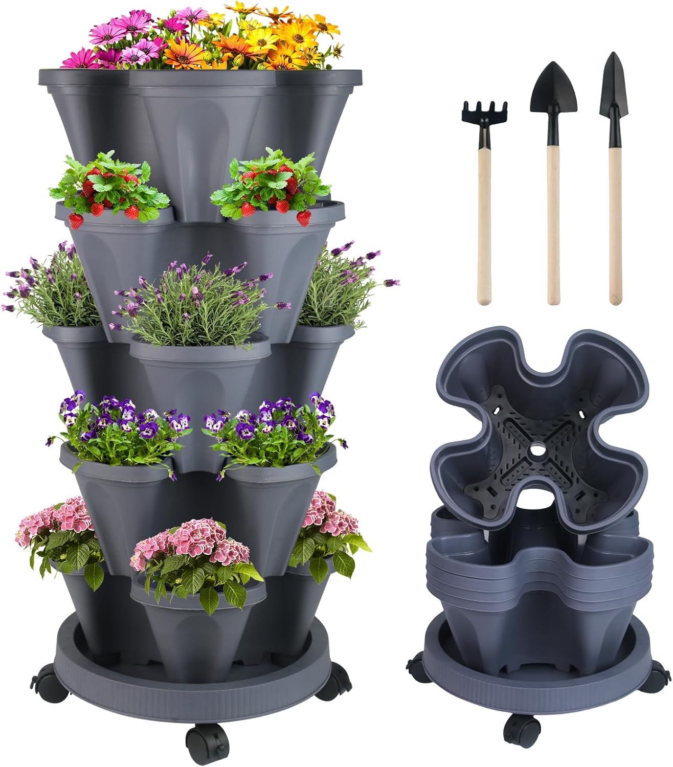 Amazon.com : Strawberry Planter 5 Tier Stackable Planters - Vertical ...