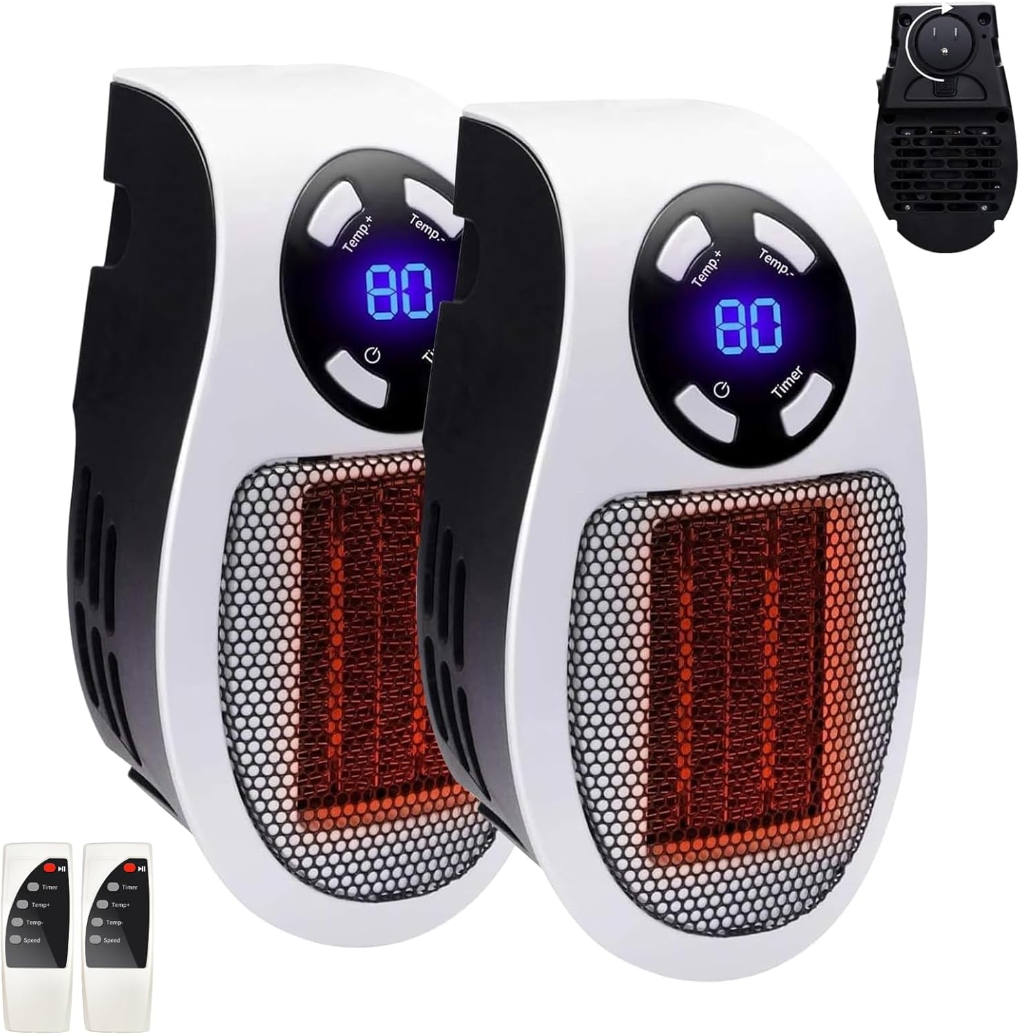 Amazon.com: Plug In Heater, 2pc 500W 110V Remote Wall Outlet Electric ...