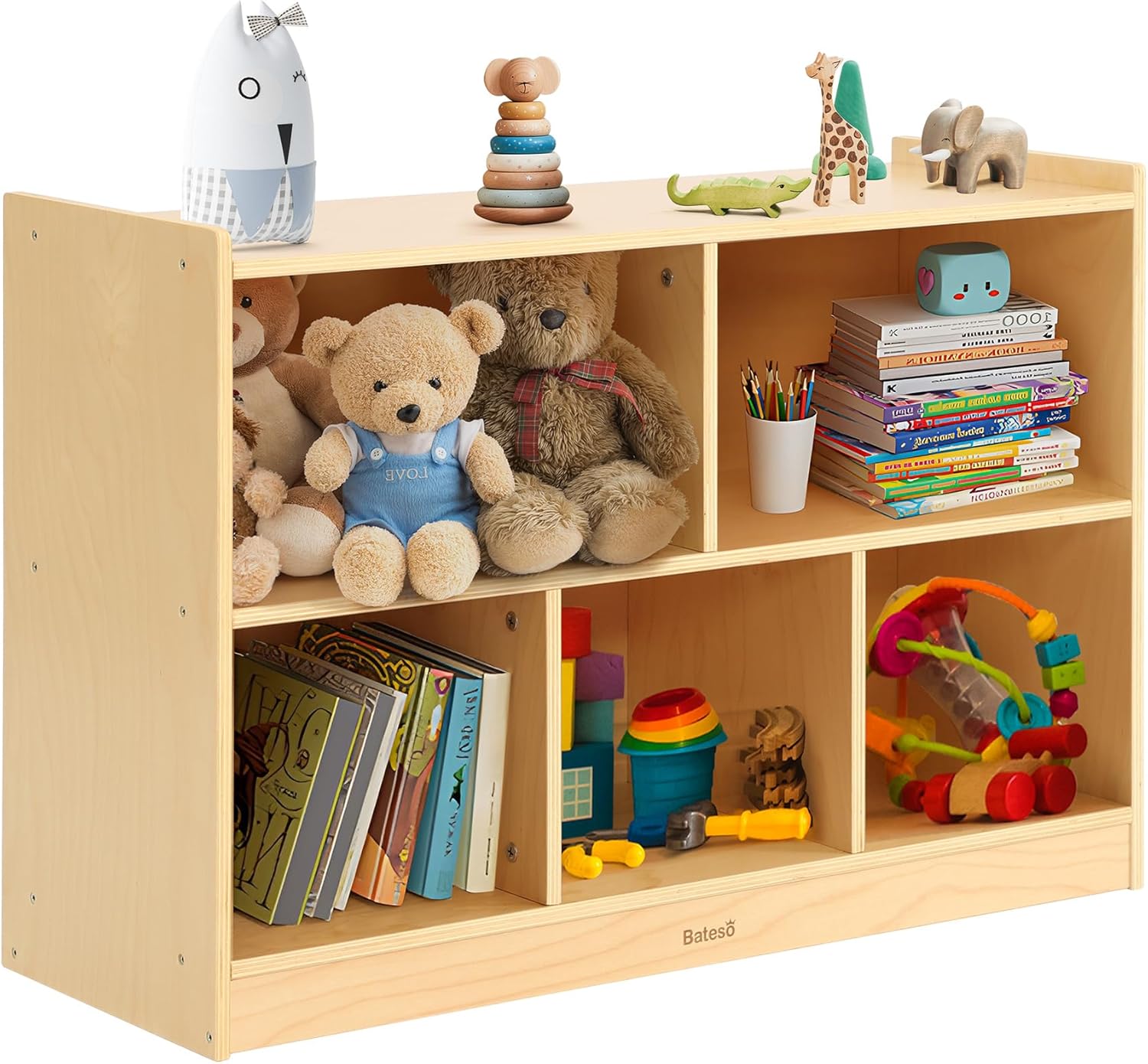 Amazon.com: Bateso Toy Storage Organizer for Kids, 5-Compartment Wooden ...