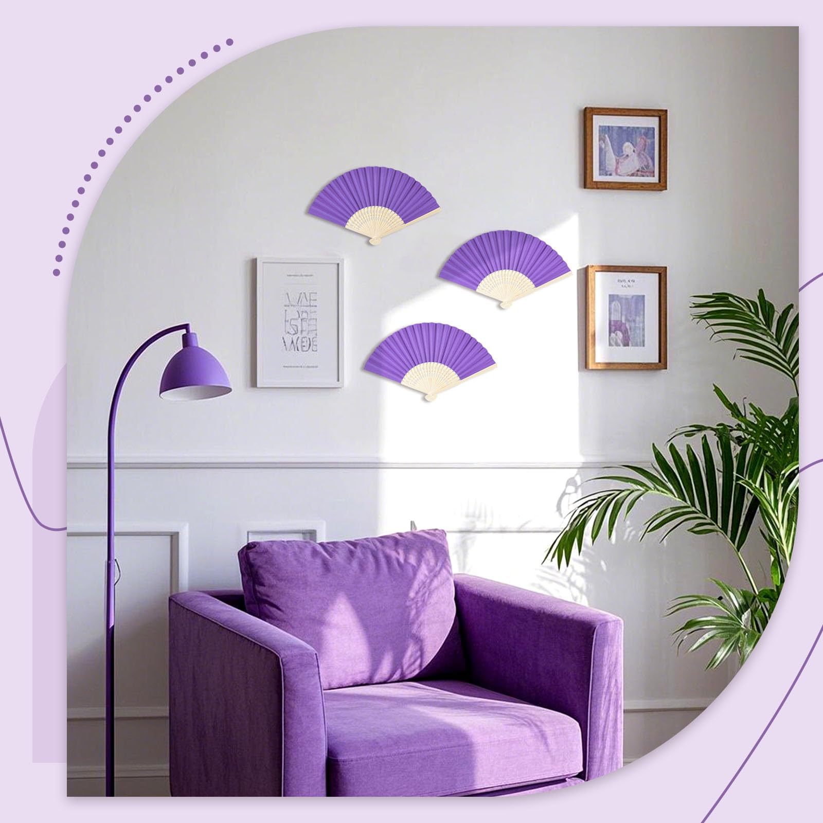 Snapklik.com : 12 Packs Foldable Hand Fans, 8.3 Inch Purple Paper Fans ...