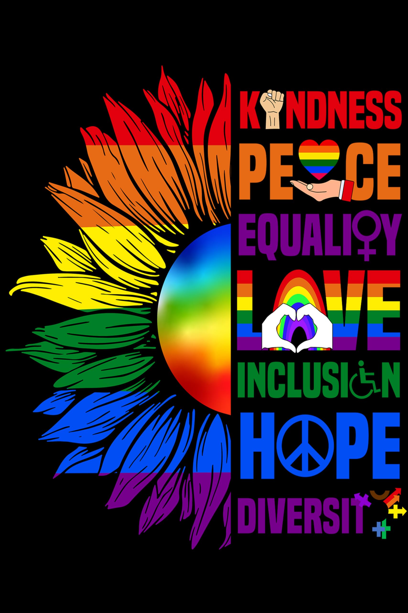 Amazon.com: Pride Rainbow Sunflower Metal Tin Signs Kindness Peace ...