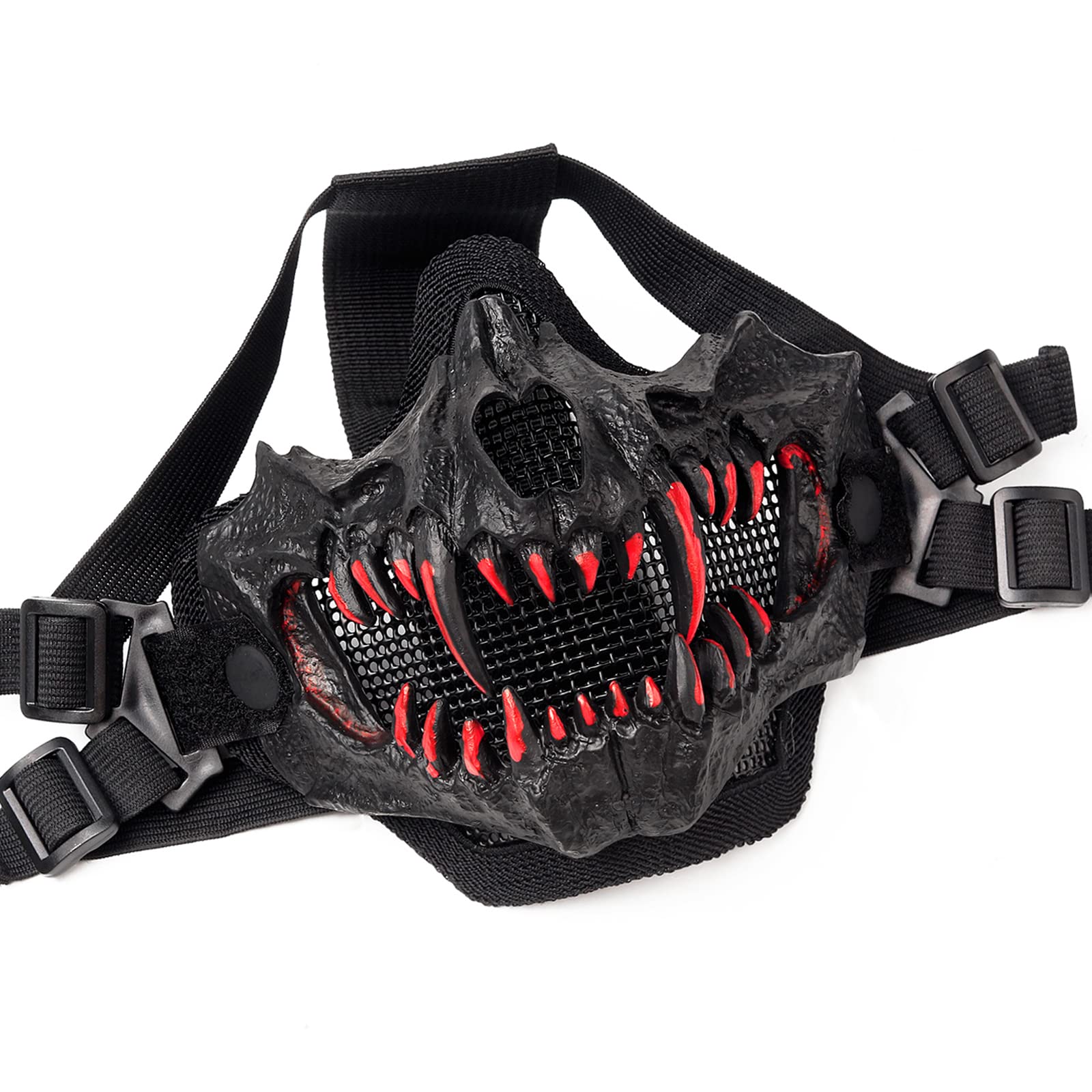 Snapklik.com : Airsoft Mesh Mask, Adjustable Half Face Skull Mask For ...