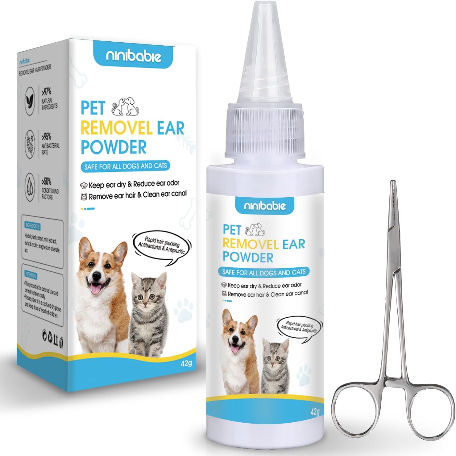 Amazon.com : Ninibabie Dog Ear Cleaner,Dog Ear Powder for Hair Removal ...