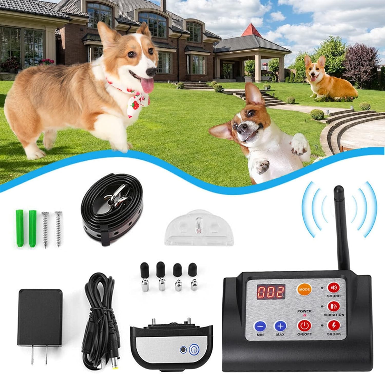 Amazon.com: Wireless Pet Dog Fence,Controllable 3 Dogs Outdoor Electric ...
