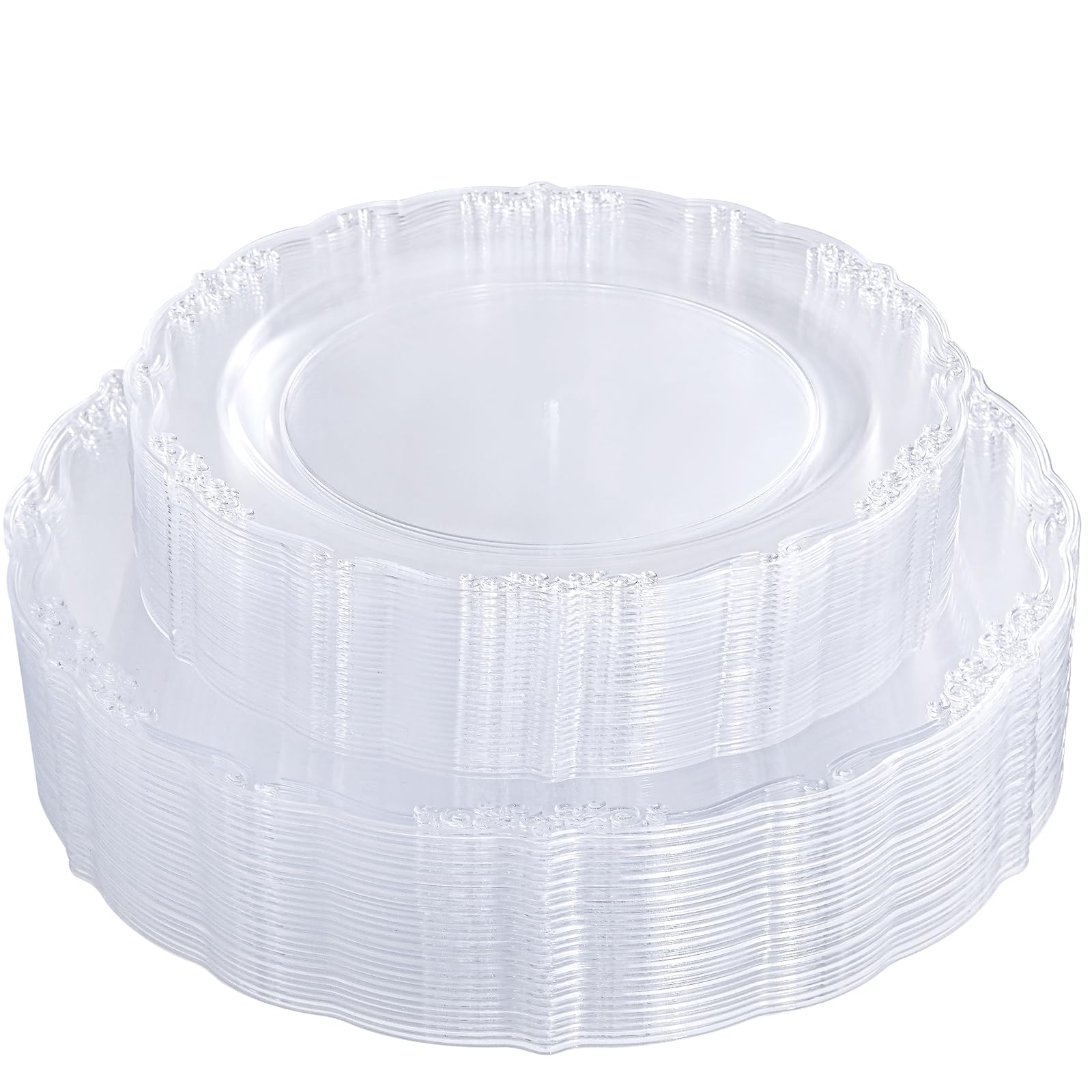 Amazon.com: U-QE 60PCS Clear Plastic Plates for Party - Clear Plates ...