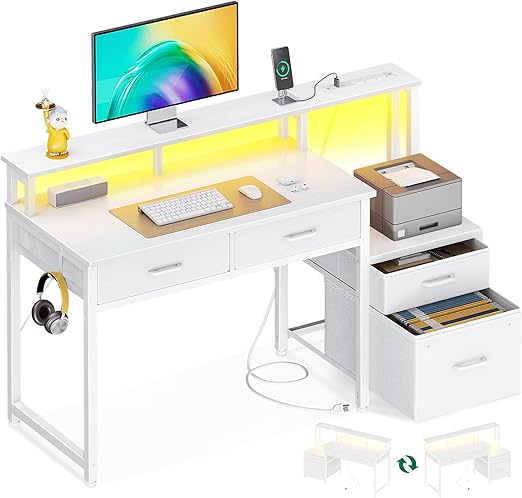 Amazon.com: AODK 48-Inch Computer Desk with Fabric File Cabinet and ...