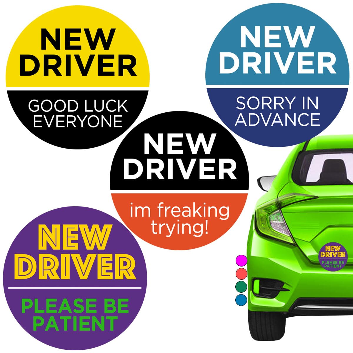 Snapklik.com : Rio Salto 4-Pack 6 Round New Driver Car Sticker Please ...