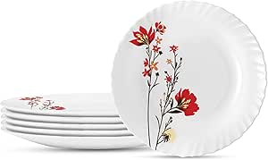 Amazon.com: Larah by BOROSIL Opalware Full Plate (11", Set of 6, Red ...