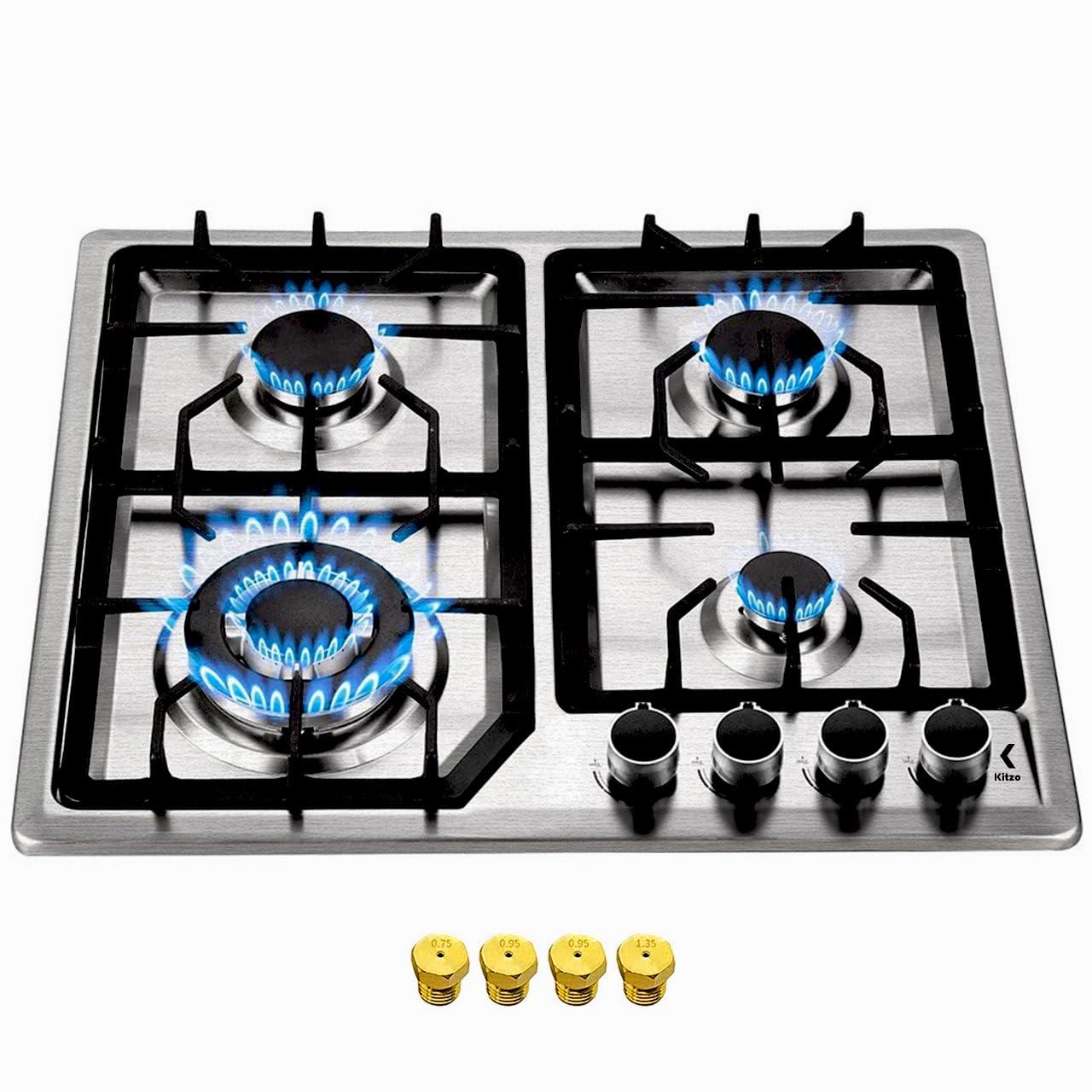 KITZO Parrilla de Gas Empotrable Premium - 4 Quemadores de Alta ...