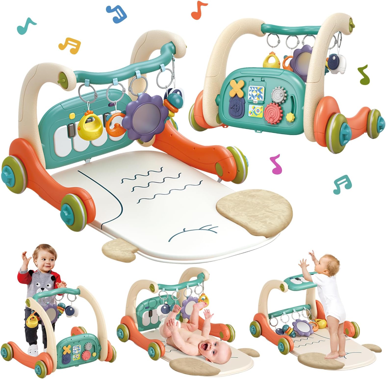 REMOKING Baby Gym Play Mat & Baby Learning Walker,Musical Activity ...