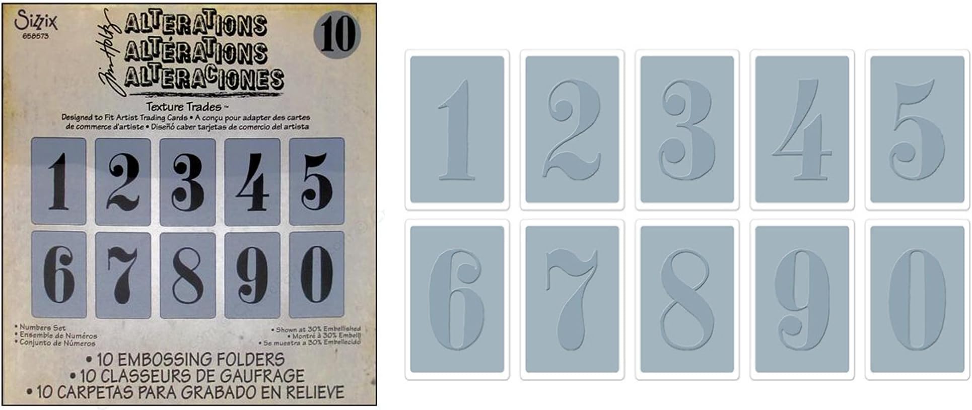 Amazon.com: Sizzix Numbers Set by Tim Holtz Texture Trades Embossing ...