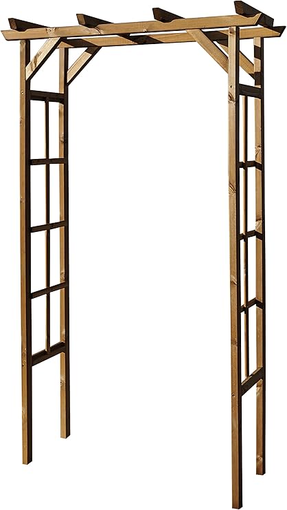 Ruddings Woods Horizontal Tan Wooden Garden Arch - Wood Arbour Rose ...