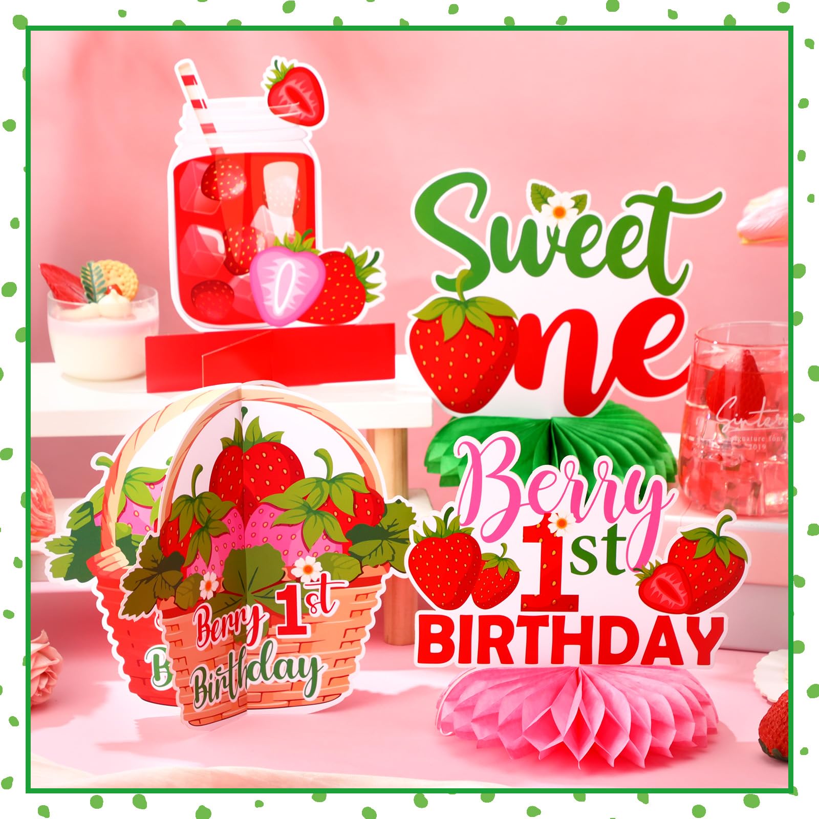 Snapklik.com : 12 Pcs Berry 1st Birthday Decoration Strawberry ...