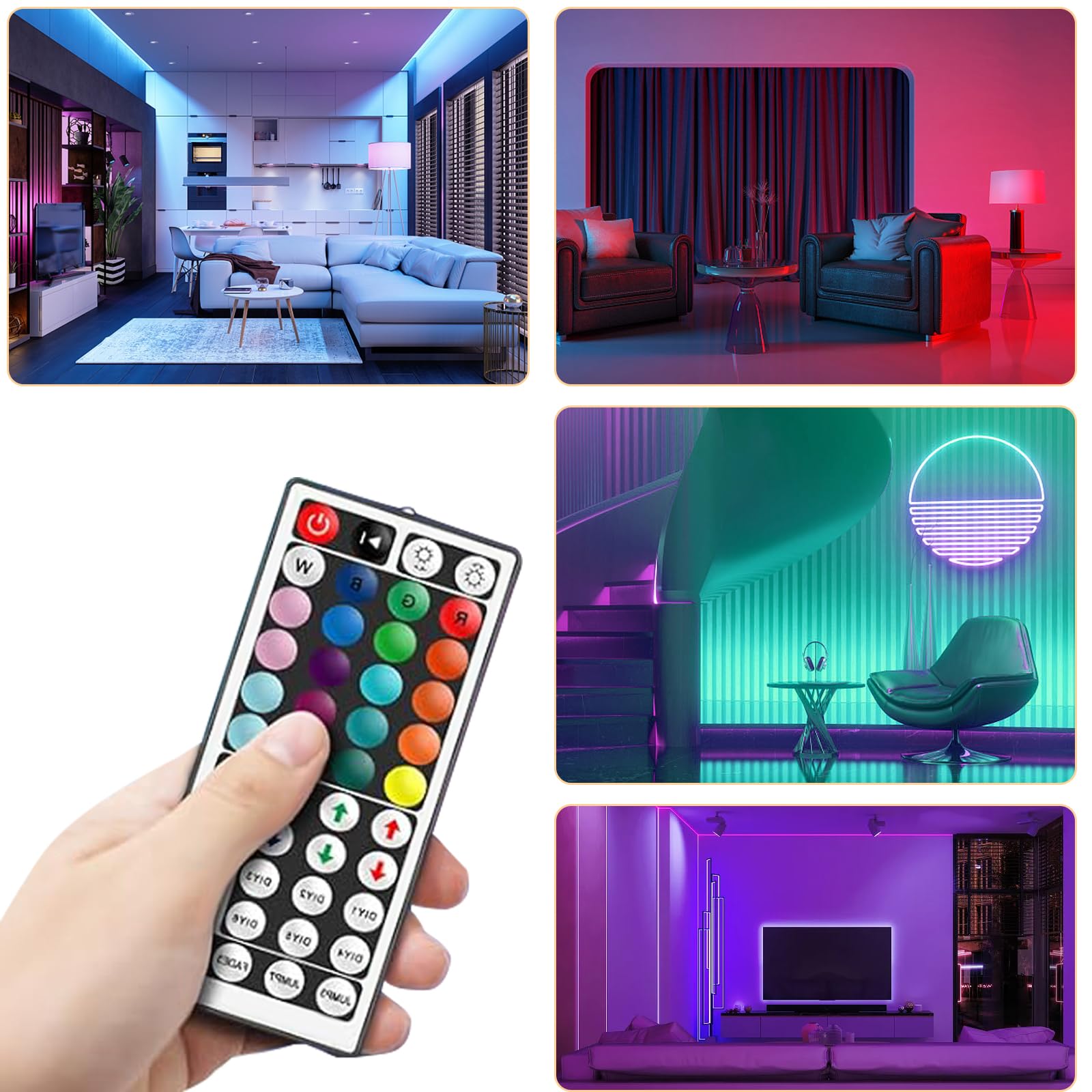 Cube-LED 44-Key DC12V-24V 4 Pin 2 Ports RGB Controler Box Wireless IR ...