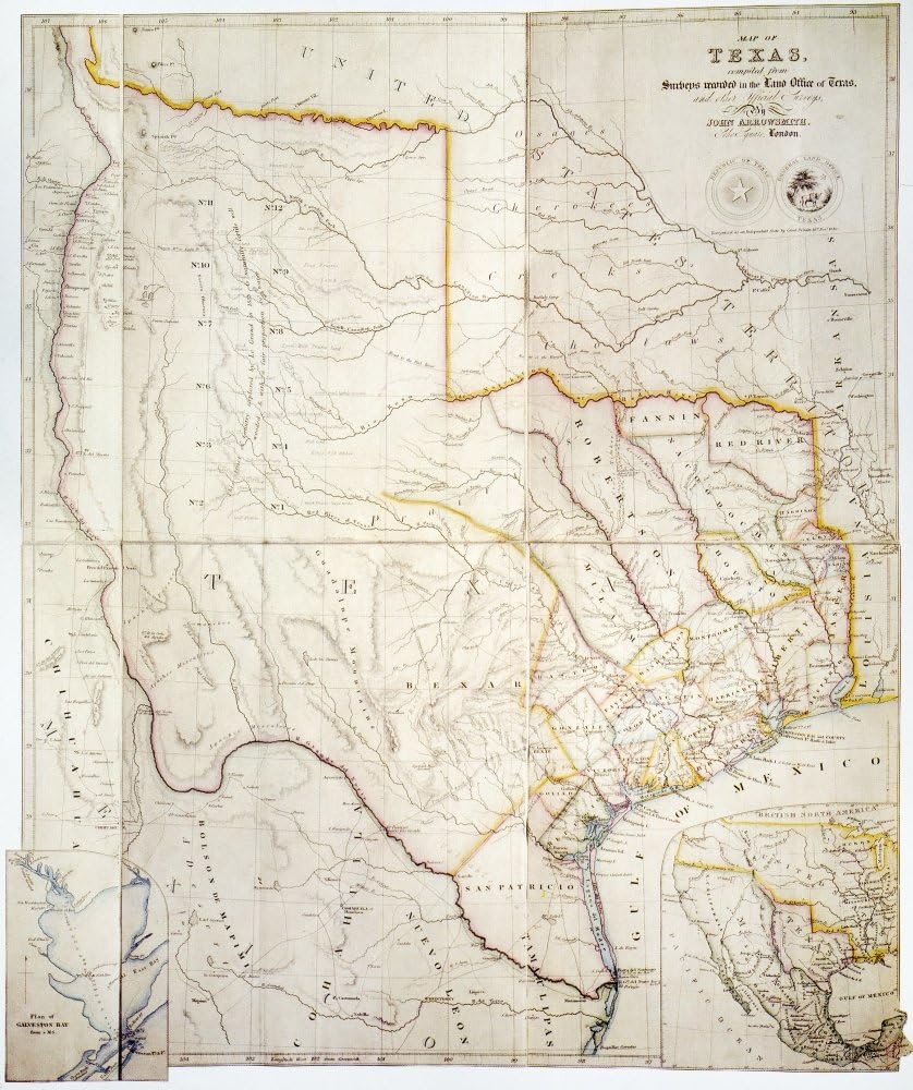 Amazon.com: Texas Map 1841 Nmap Of The Independent Republic Of Texas ...