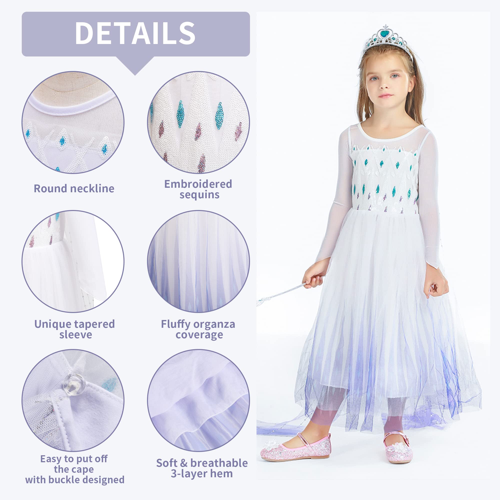 Foierp Elsa Dress up for Girls Frozen 2 Elsa Costume for Toddler Ice ...