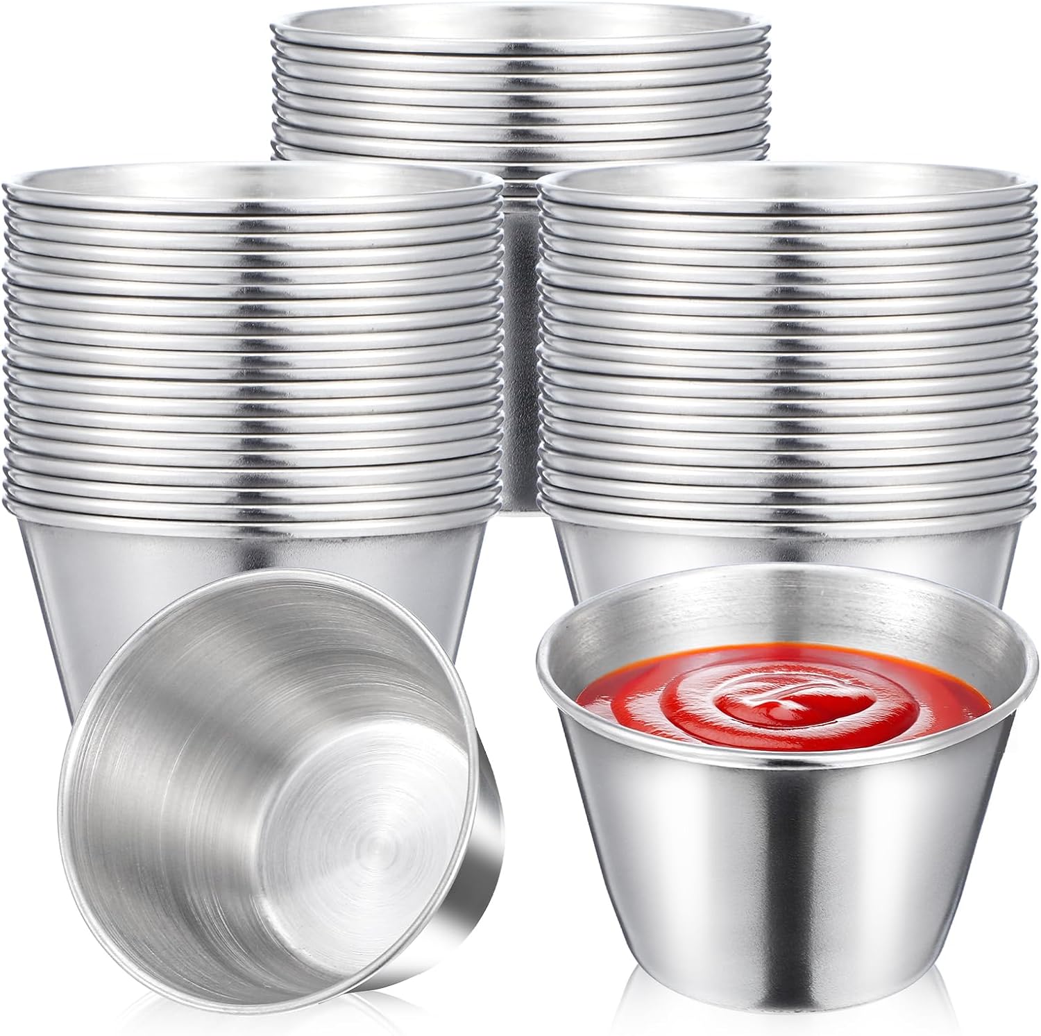 Amazon.com: YUXIANLB 50 Pack Stainless Steel Dipping Sauce Cups, 2.5 oz ...