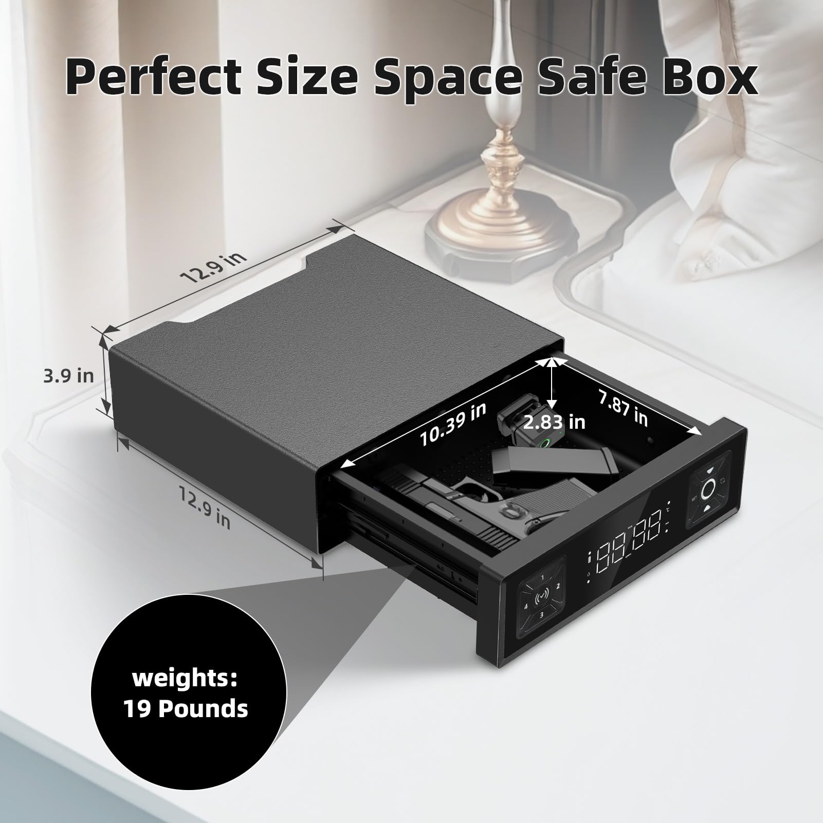 Biometric Gun Safe With LED Clock,Quick Entry Gun Safe Boxes That Can ...
