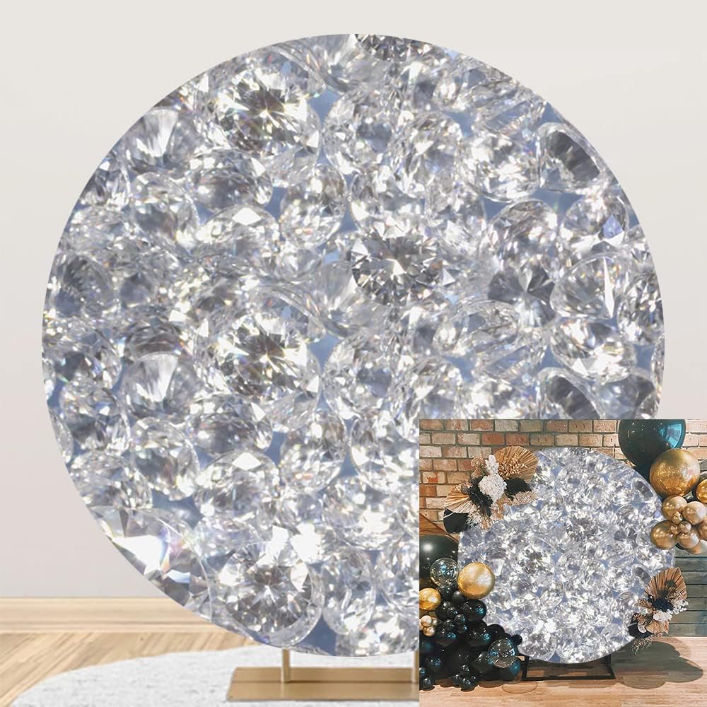 Amazon.com: OERJU 7.2x7.2ft Sliver Diamond Round Backdrop Luxurious ...
