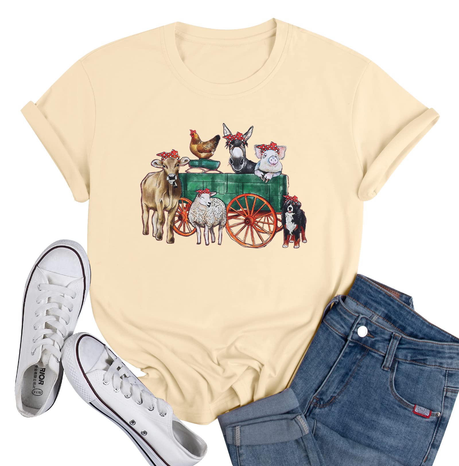 Farm Animal Shirts for Women Cute Farm Life T Shirt Farm Themed Graphic ...