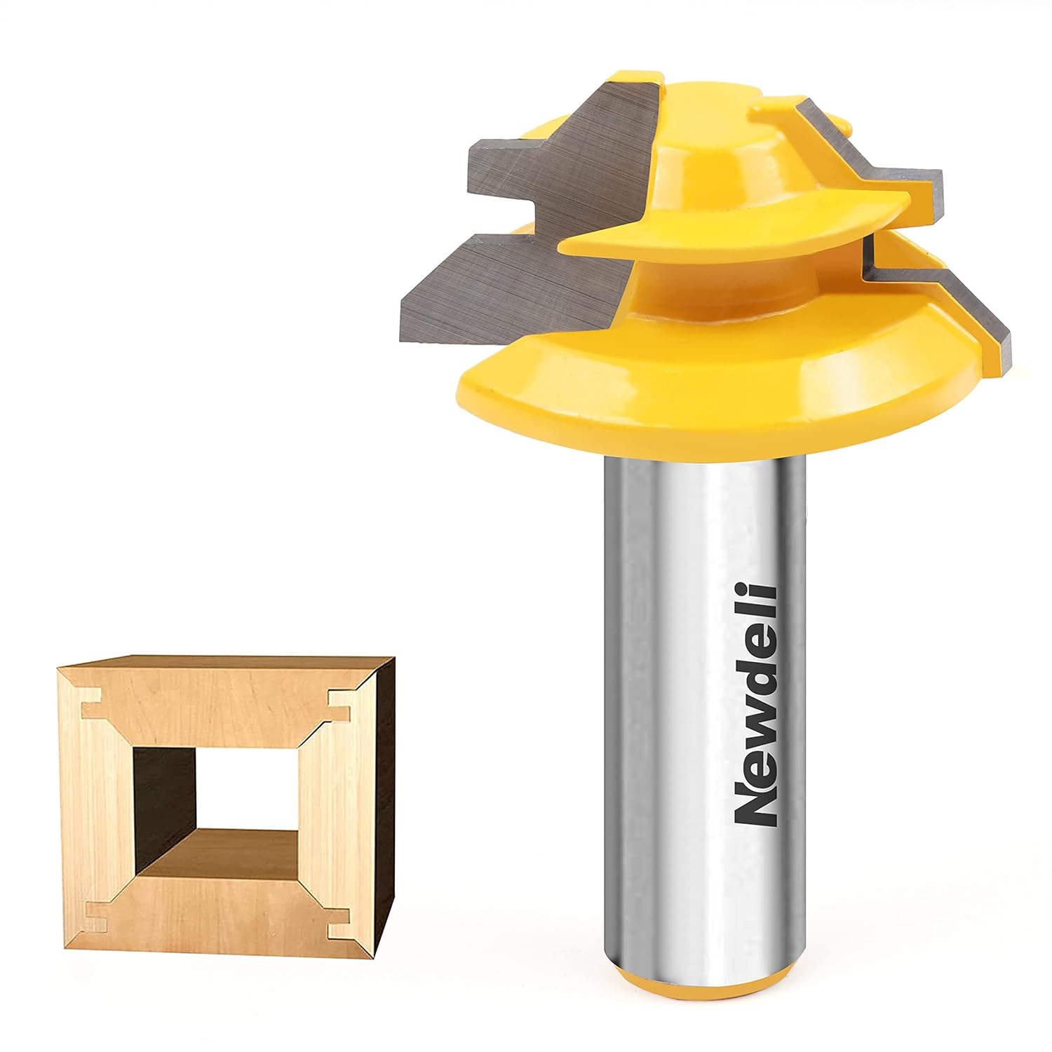 45 Degree Router Bit, Newdeli 1/2 Shank 45 Degree Lock Miter Router Bit ...