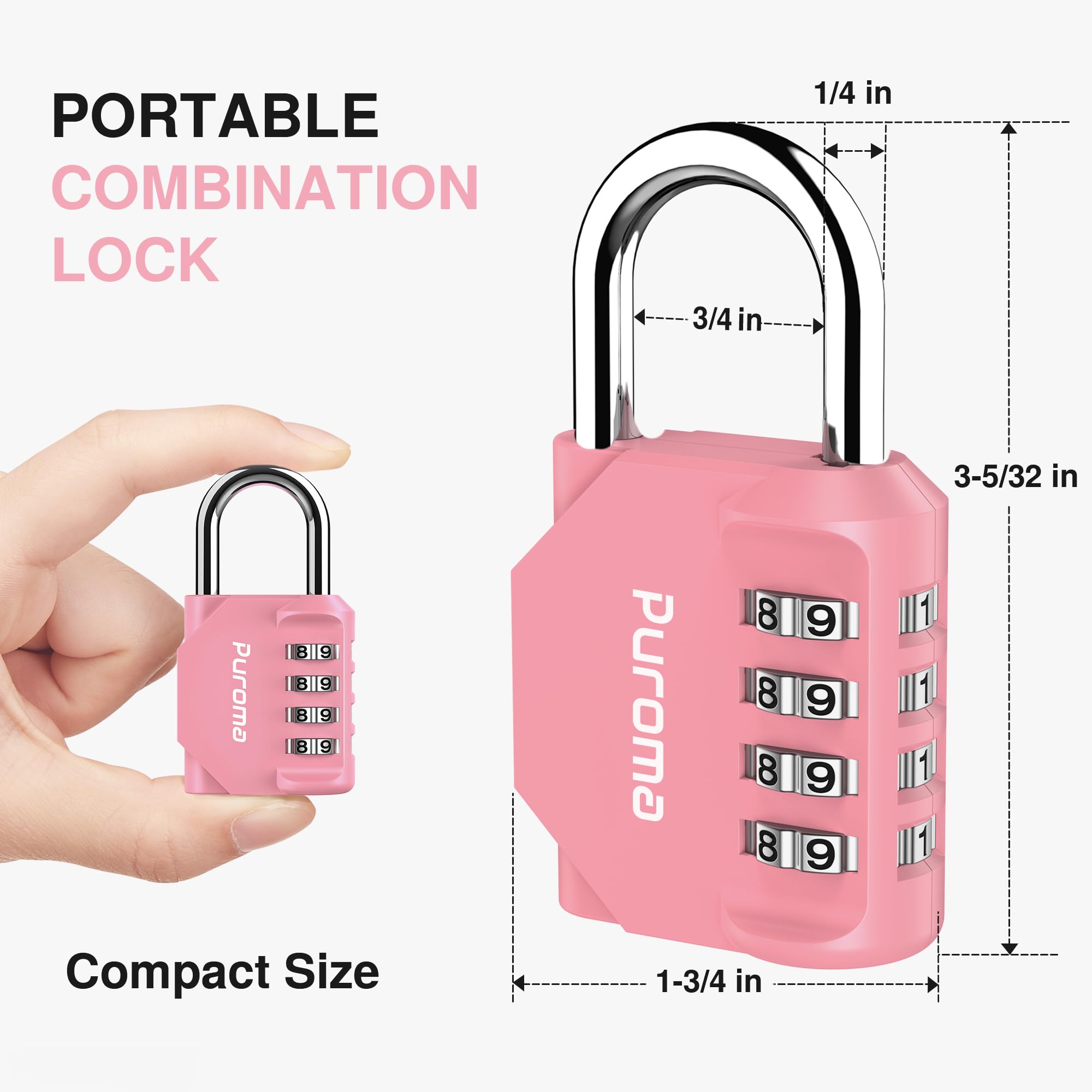 Snapklik.com : Puroma 1 Pack Combination Lock For Locker 4 Digit Outdoor Waterproof Padlock For ...