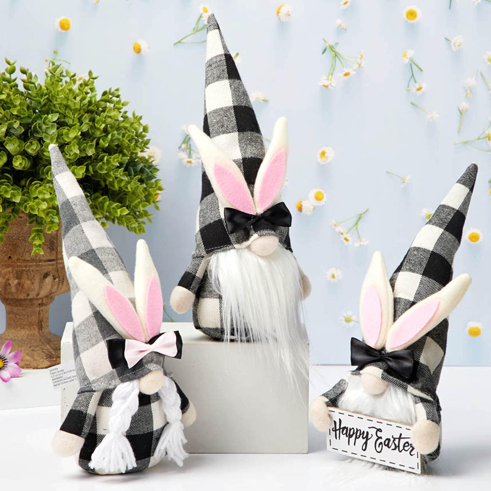 Amazon.com: Hodao 3 PCS Easter Gnomes Décor, Resin Bunny Handmade ...