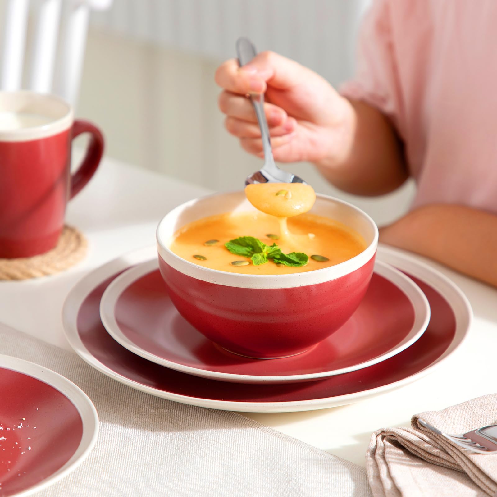 Snapklik.com : Vancasso Stoneware Dinnerware Set 16 Piece, Red And ...