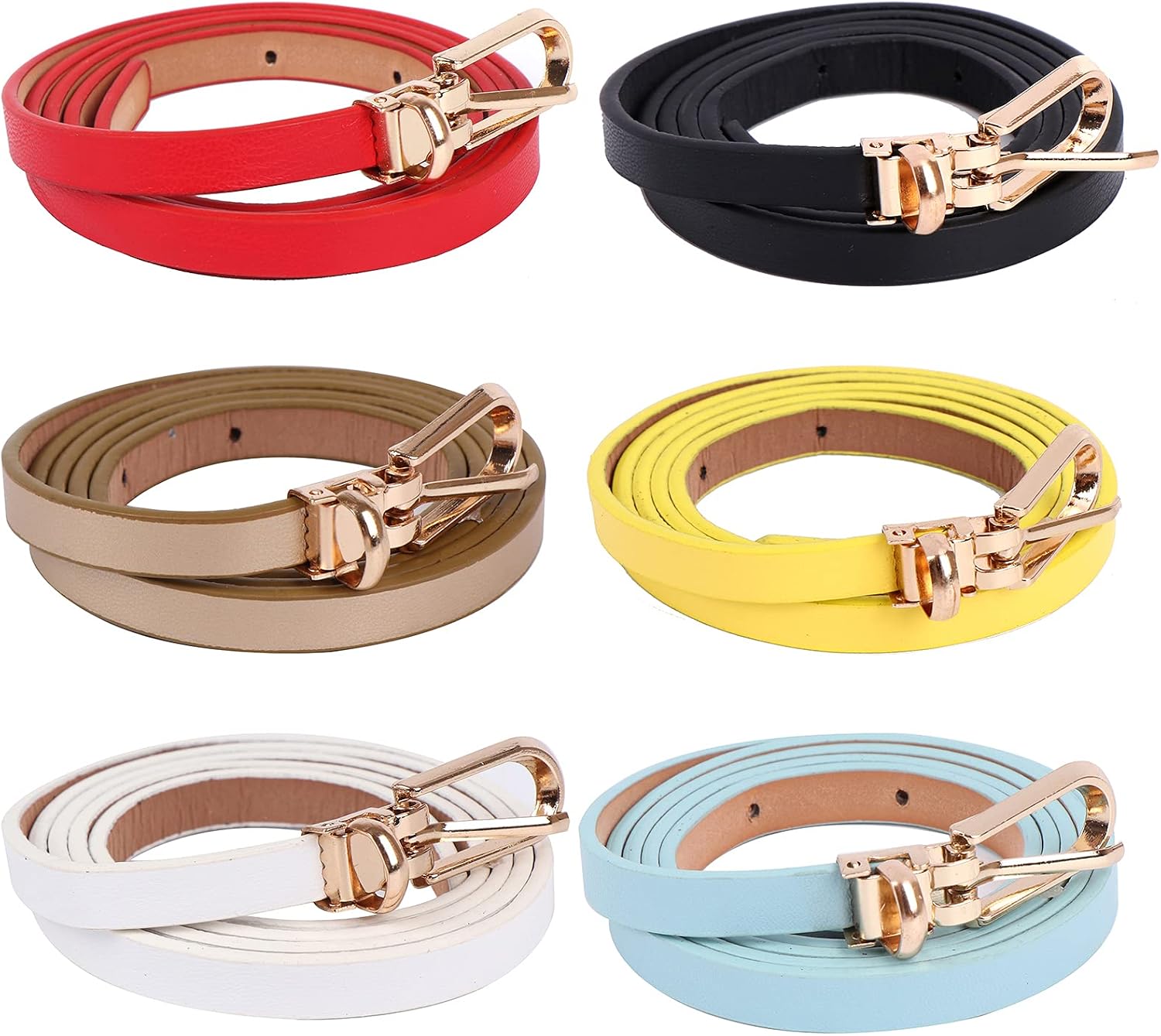Mcree Set of 6 Skinny Ladies Waist Belt, Winter Women's Thin Belts ...