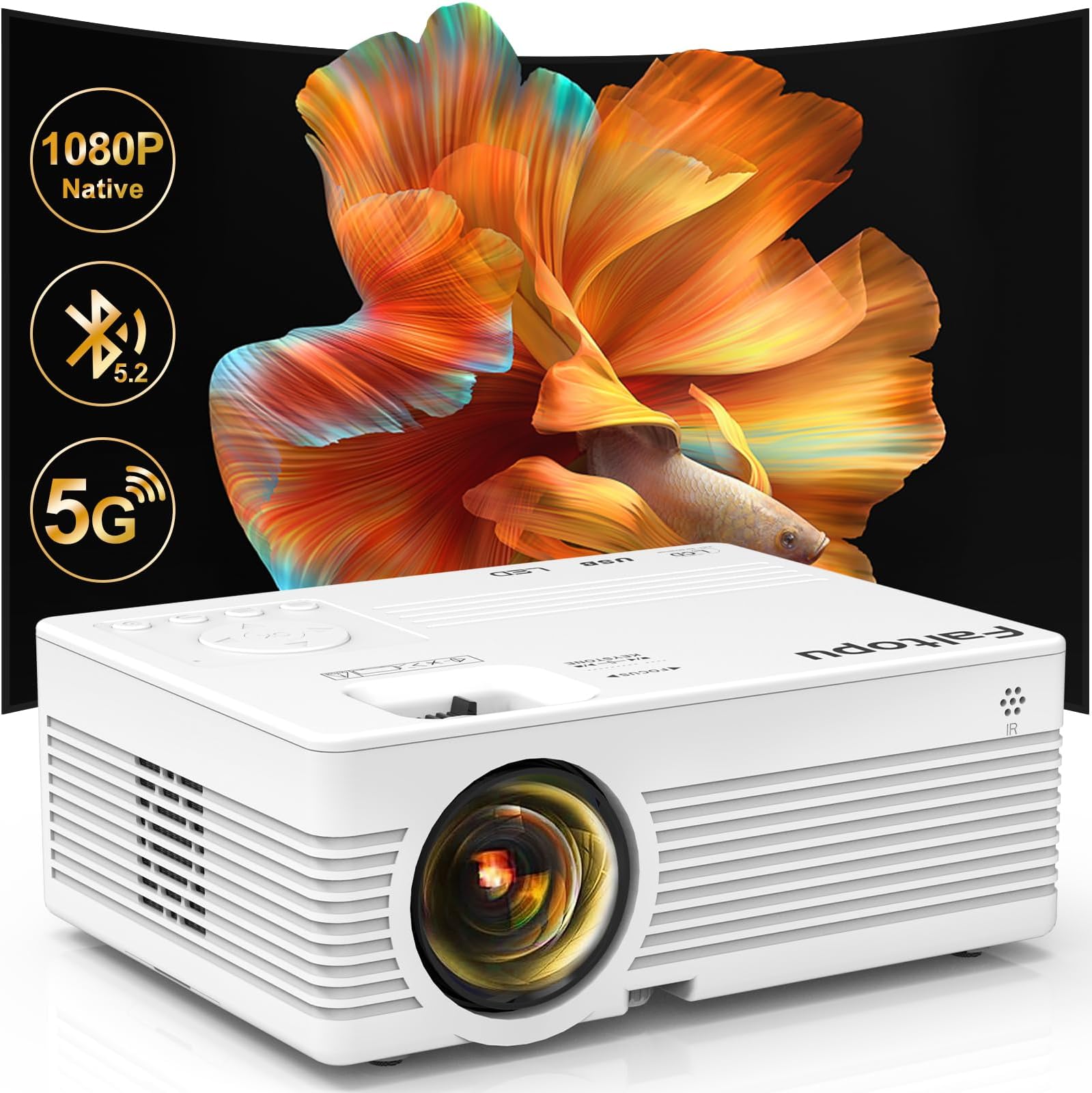 Amazon.com: 【4K Projector】Faltopu Native 1080P Projector, 500ANSI ...