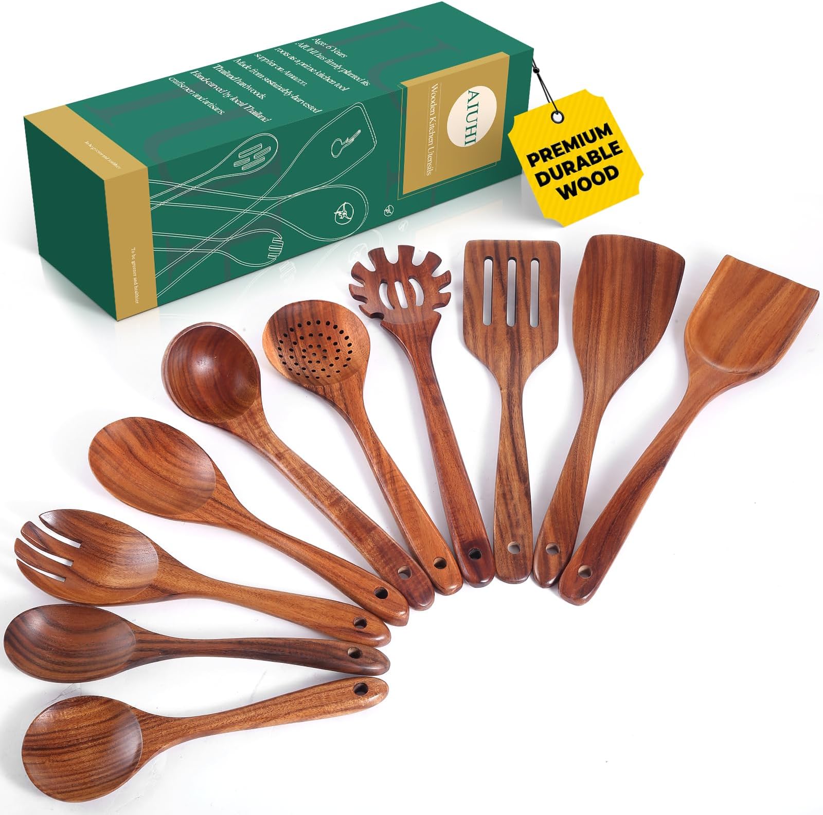 Amazon.com: Wooden Spoon Set-6 Piece Wooden Cutlery-Daily Wooden ...